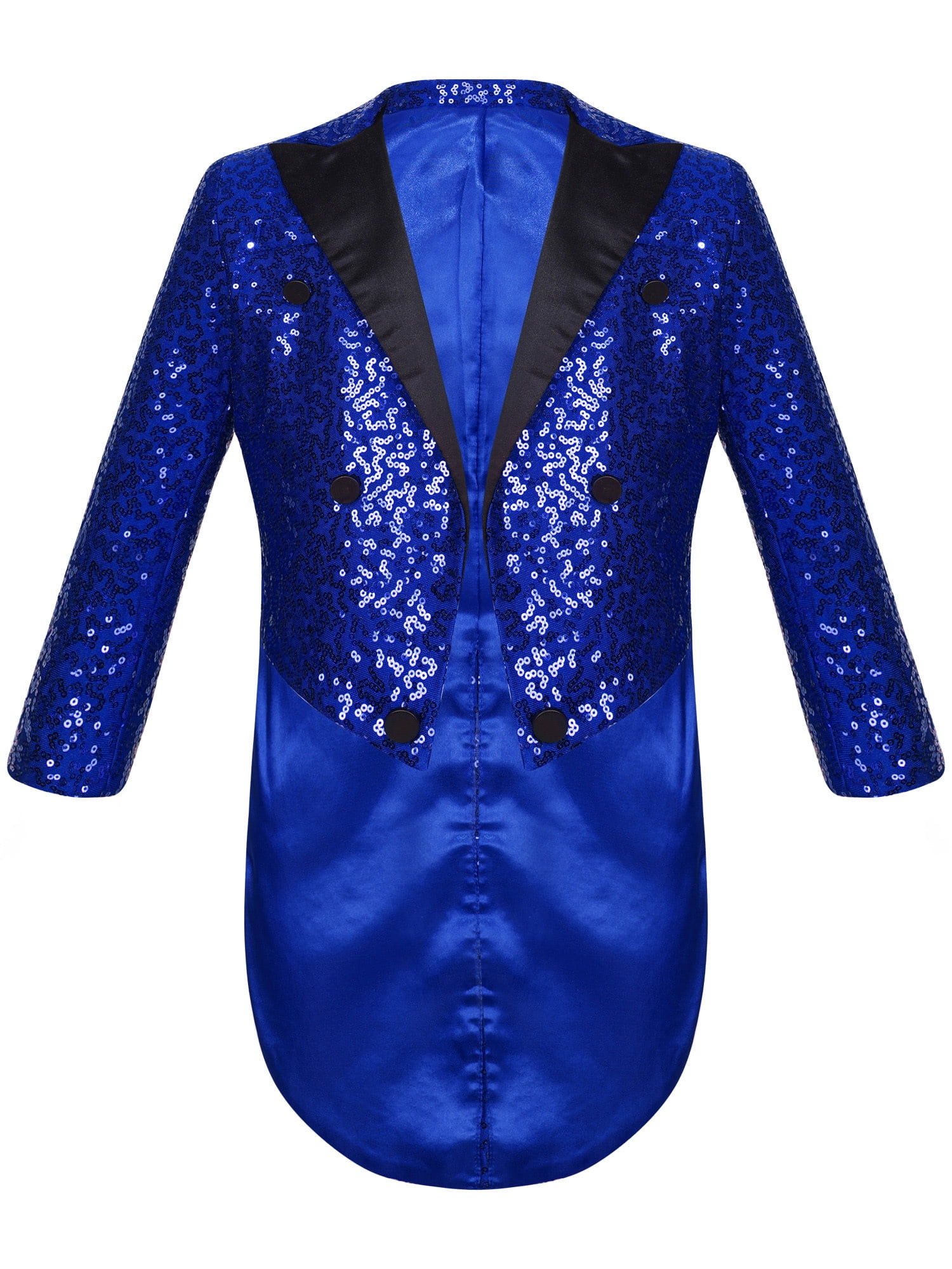 inlzdz Boy's Tailcoat Blazer Sequined Swallowtail Suit Jacket Open ...
