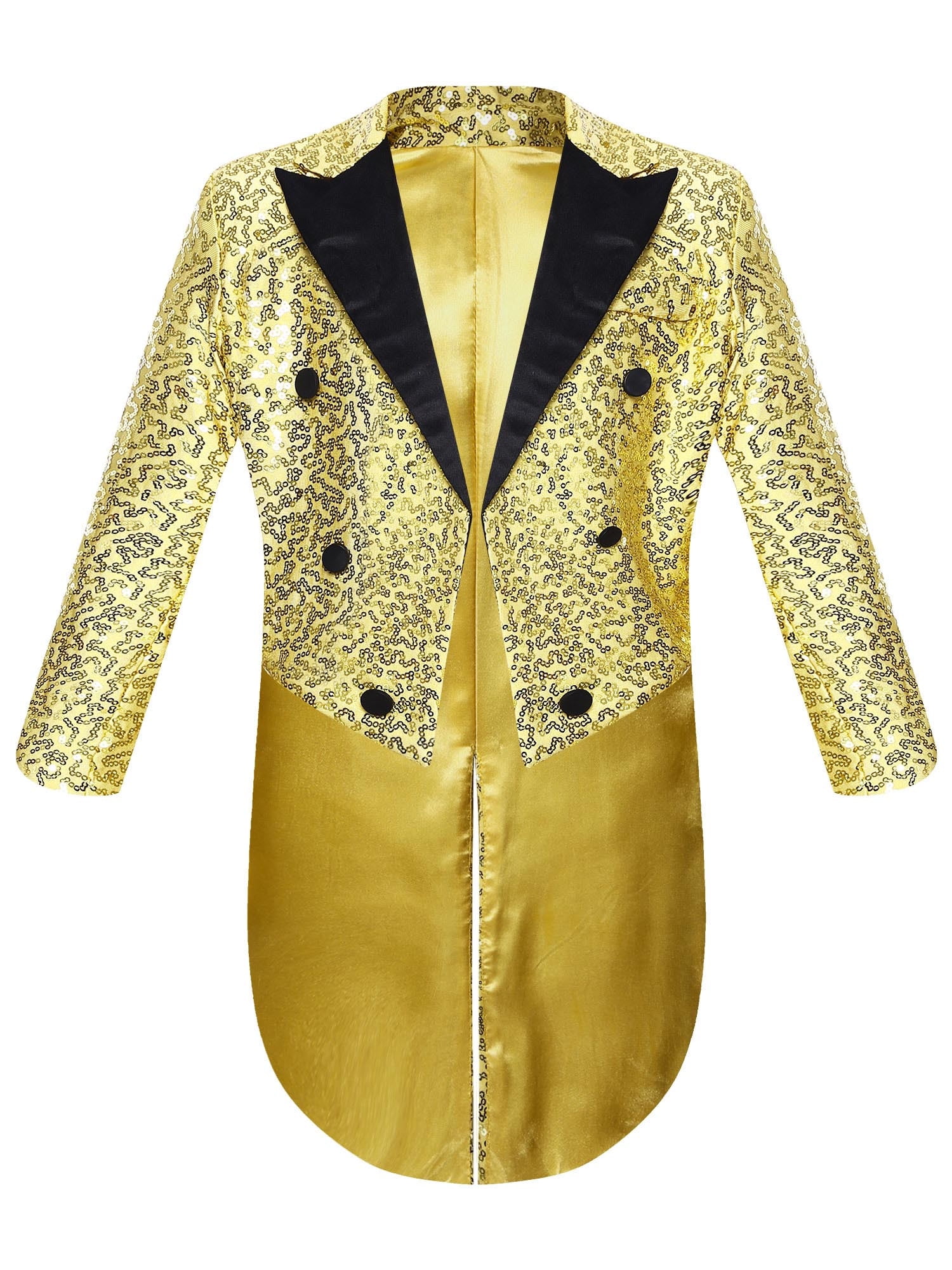 inlzdz Boy's Tailcoat Blazer Sequined Swallowtail Suit Jacket Open ...