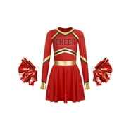 CHICTRY 2Pcs Girls Cheerleading Outfit Cropped Top with Skirt Set ...
