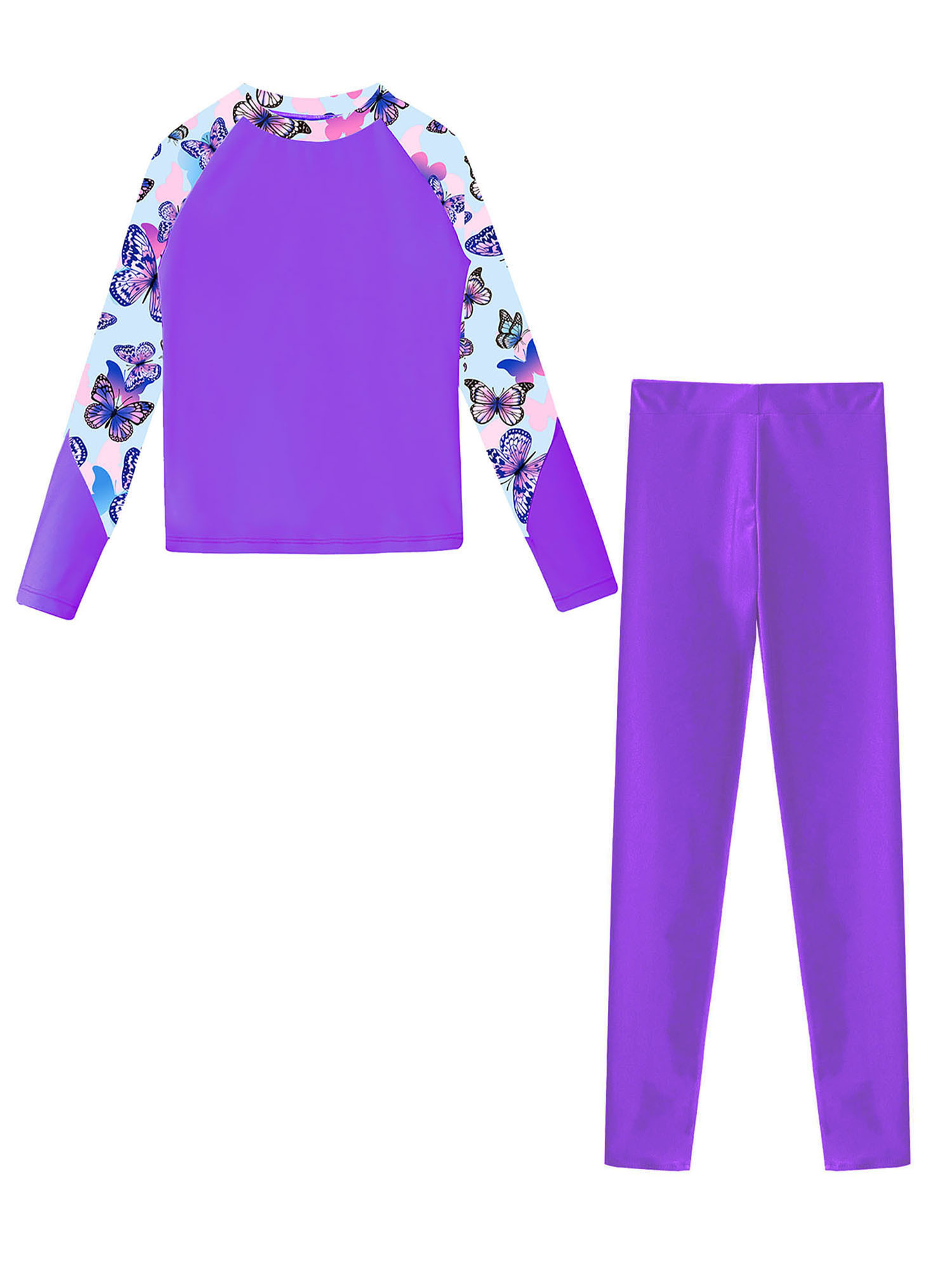 inlzdz Girls 2 Piece Swimsuit Long Sleeve Swim Set Sun Protection ...