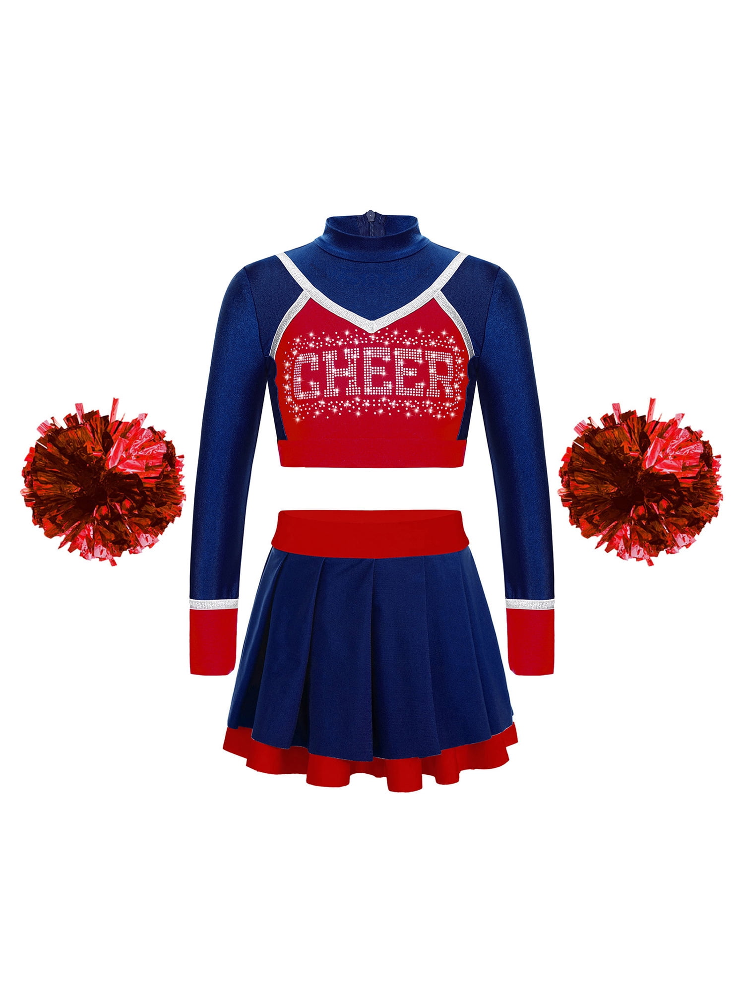 inlzdz Girls Cheerleading Dance Costume 5Pcs Complete Outfit for Cheer ...
