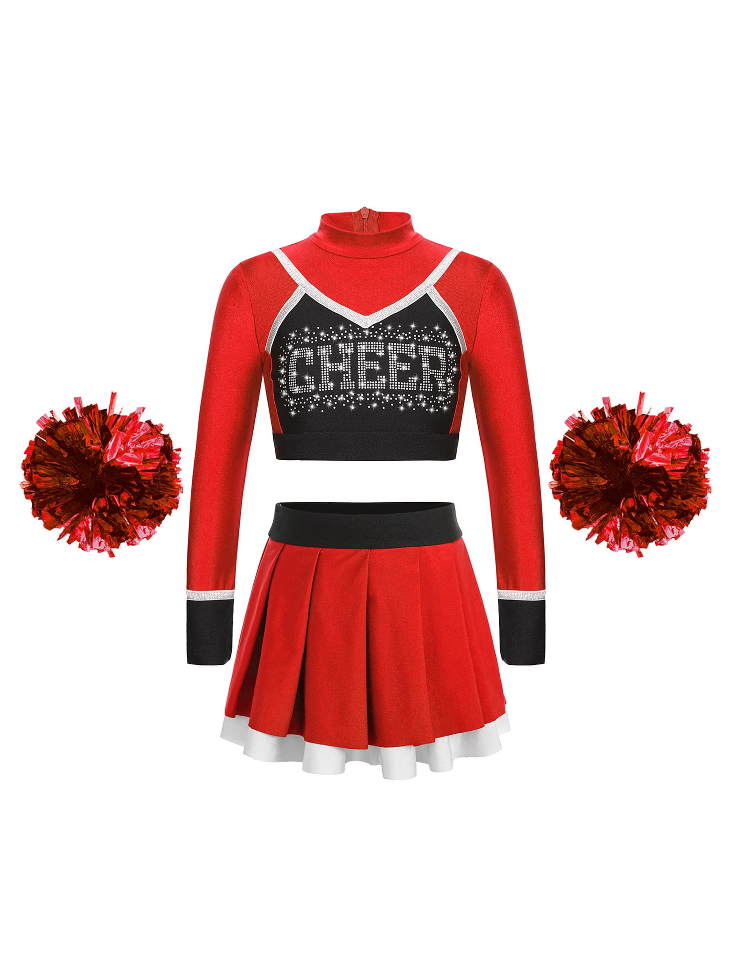 inlzdz Girls Cheerleading Dance Costume 5Pcs Complete Outfit for Cheer ...