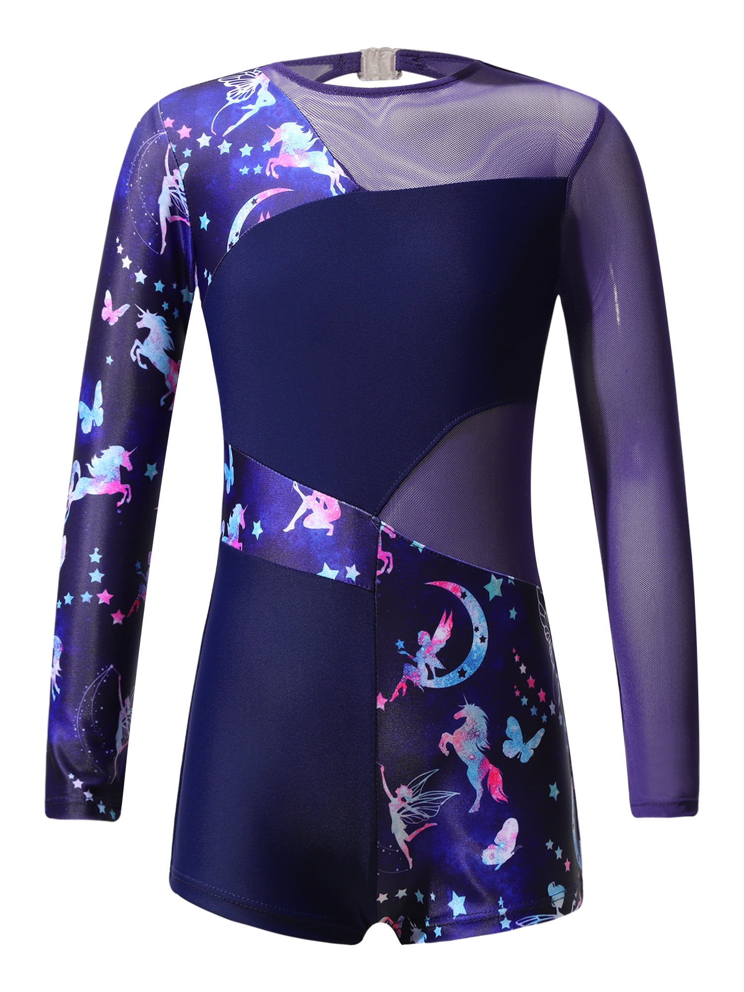 inlzdz Girls One Piece Shorty Unitard Gymnastics Leotard Long Sleeve ...