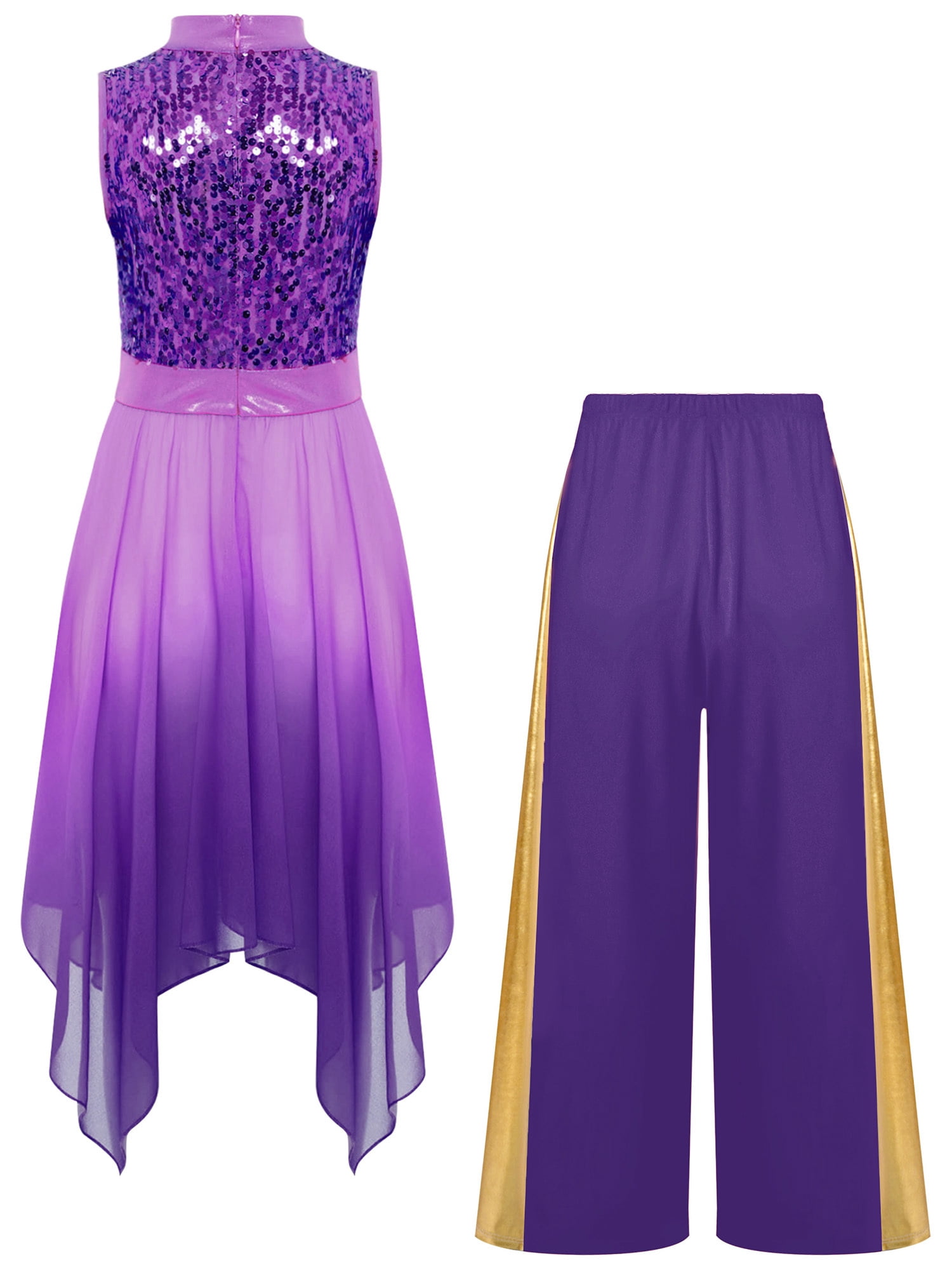 inlzdz Girls Praise Dance Dress Outfits Sequin Liturgical Worship Tunic ...
