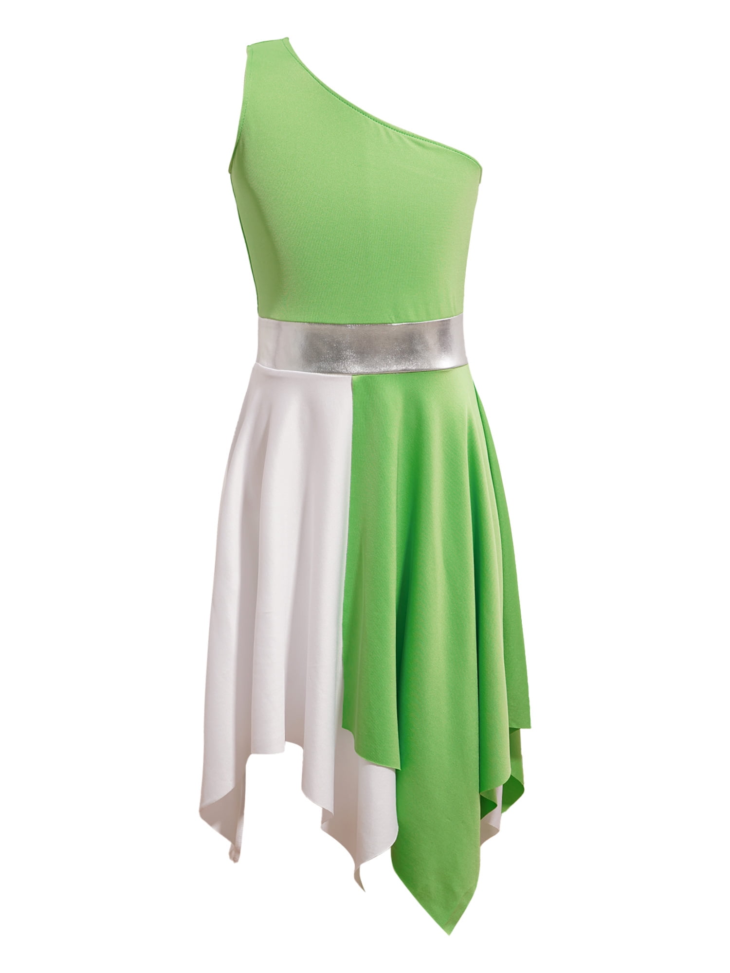 inlzdz Girls Praise Dance Dress Shiny Asymmetrical Liturgical Worship ...