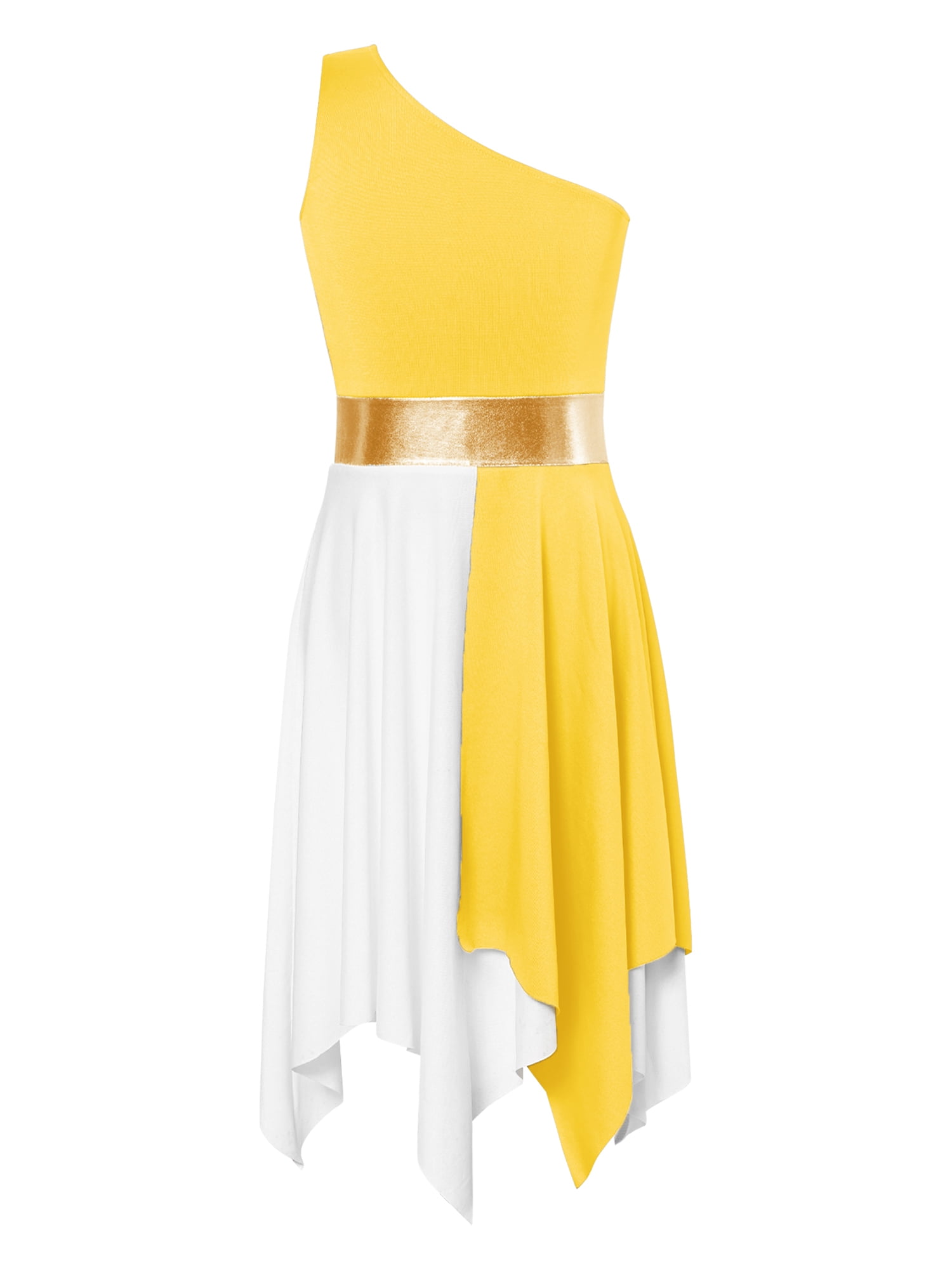 inlzdz Girls Praise Dance Dress Sleelvess Asymmetrical Liturgical ...