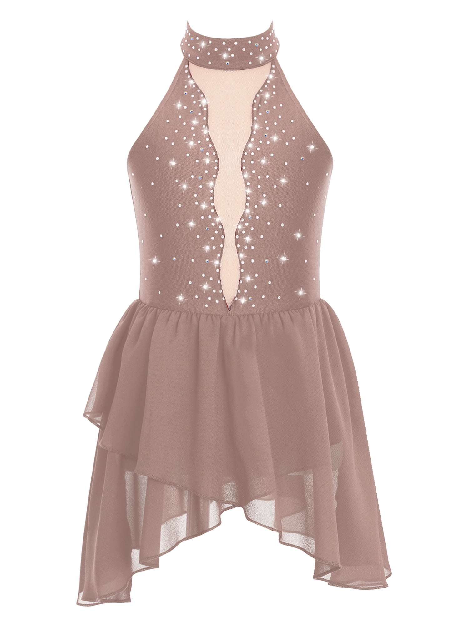 inlzdz Girls Sequin Backless Gymnastic Leotard Ballet Dance Dress ...