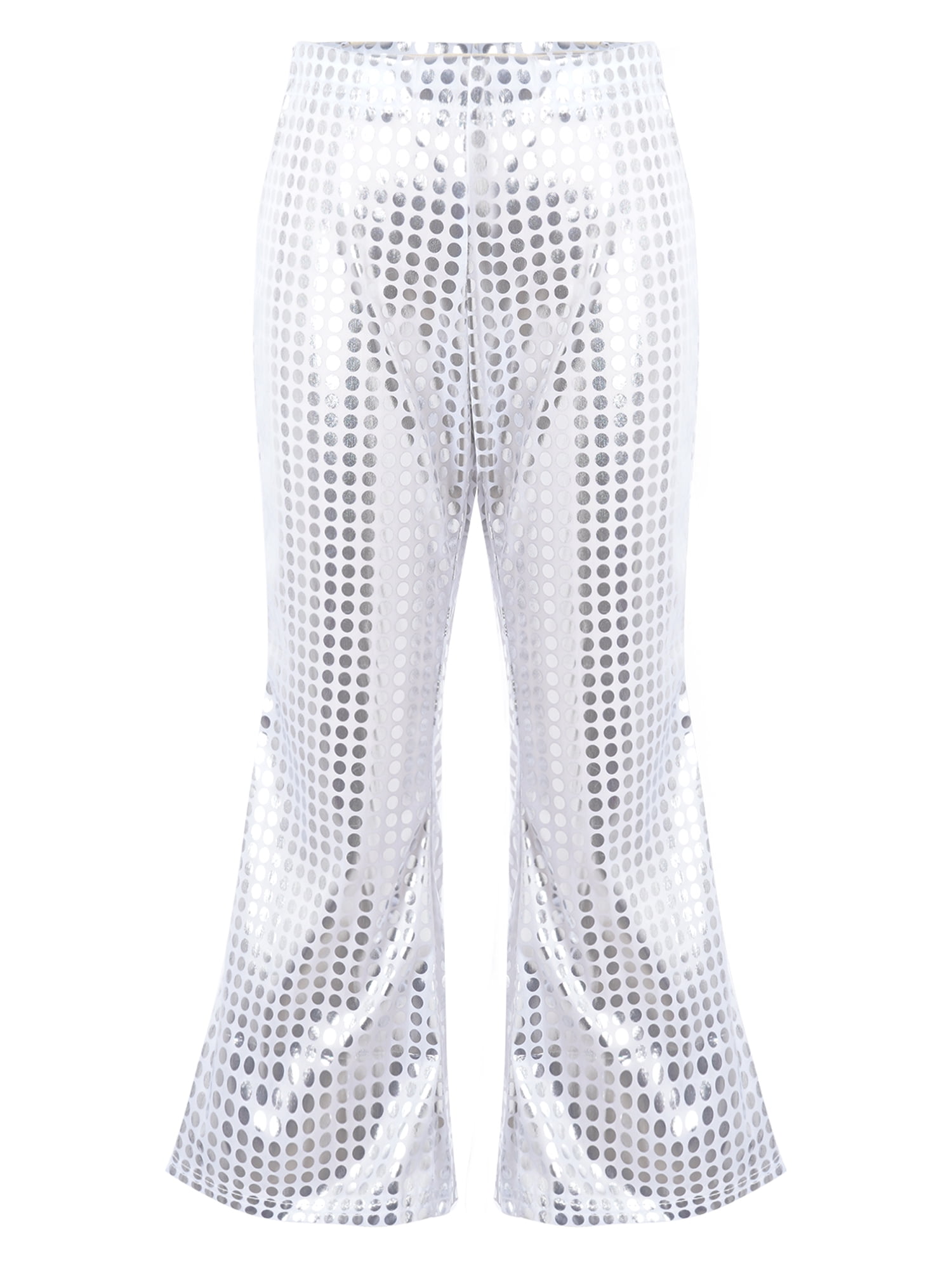 inlzdz Girls Sequin Dance Pants Wide Leg Bell-Bottom Flared Trouser Hip ...