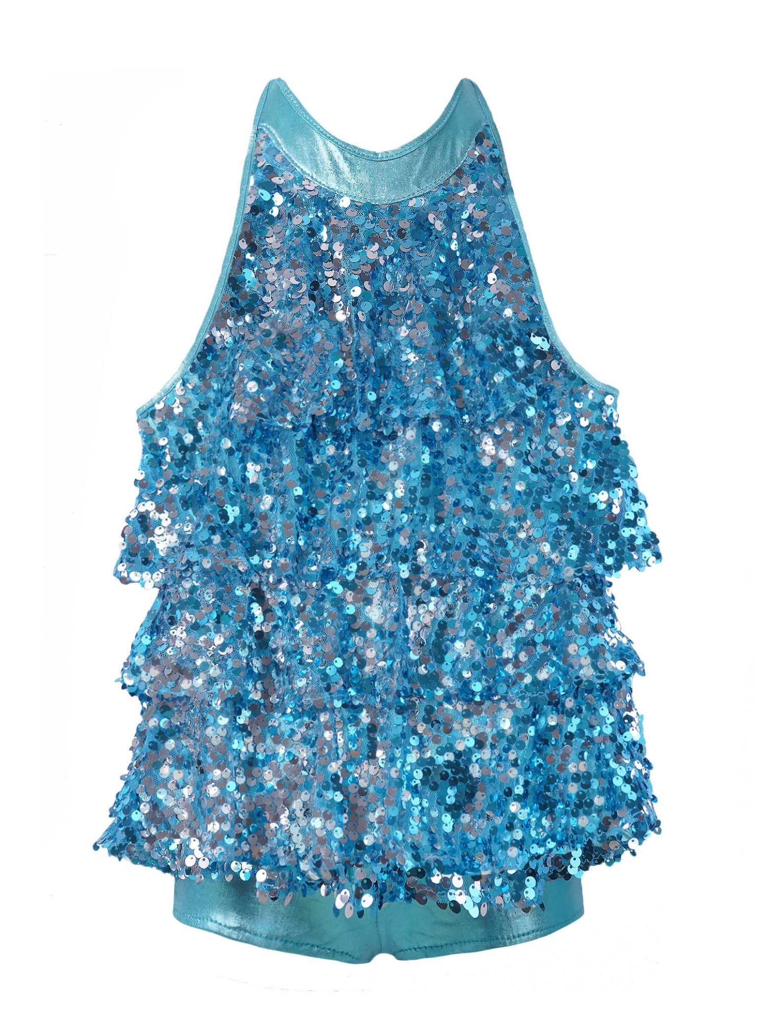 inlzdz Girls Shiny Sequins Dance Dress Leotard Sparkle Hip Hop Latin ...