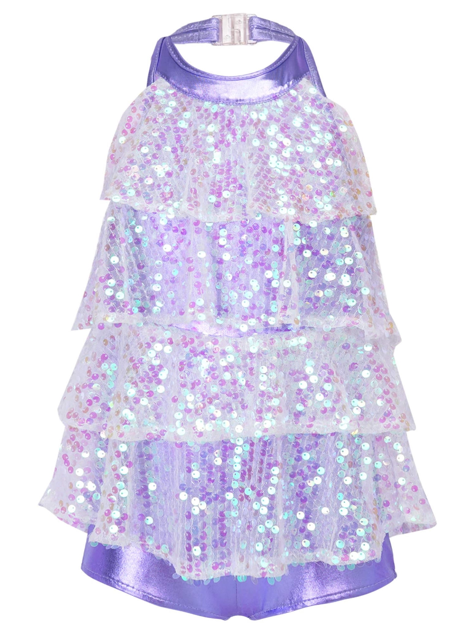 inlzdz Girls Shiny Sequins Dance Dress Leotard Sparkle Hip Hop Latin ...