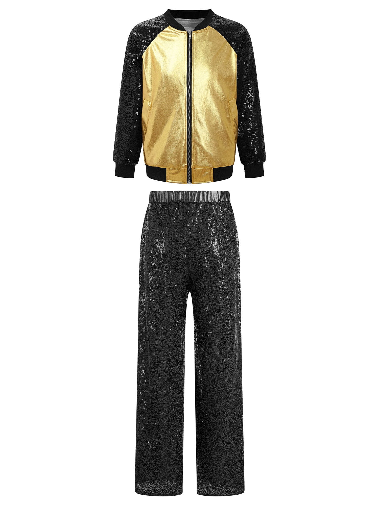 inlzdz Girls Sparkle Dance Outfits for Hip Hop Jazz Disco Dance Costume ...
