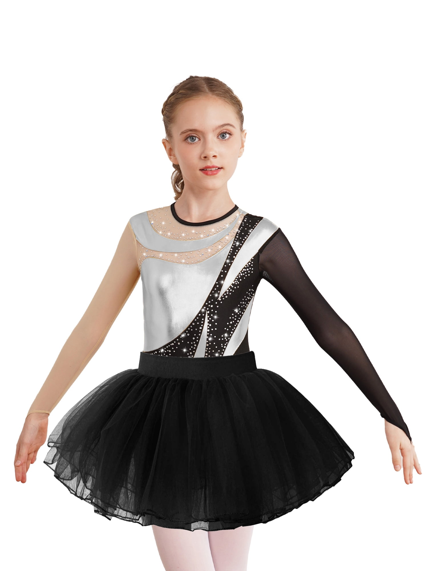 inlzdz Girls Sparkle Tutu Ballet Leotards for Gymnastics Dance ...