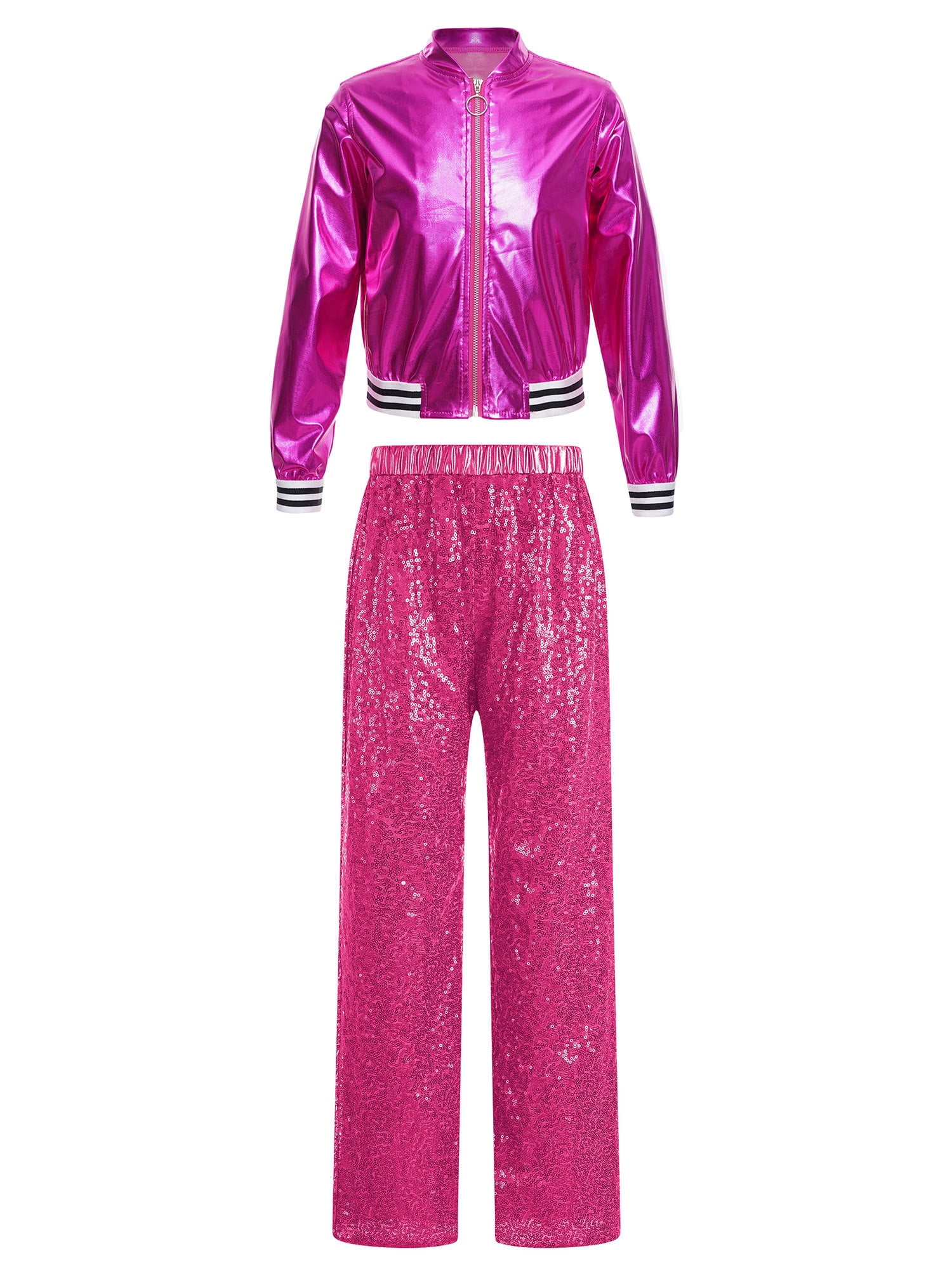 inlzdz Girls Sparkly Hip Hop Jazz Dance Disco Party Children's Day ...