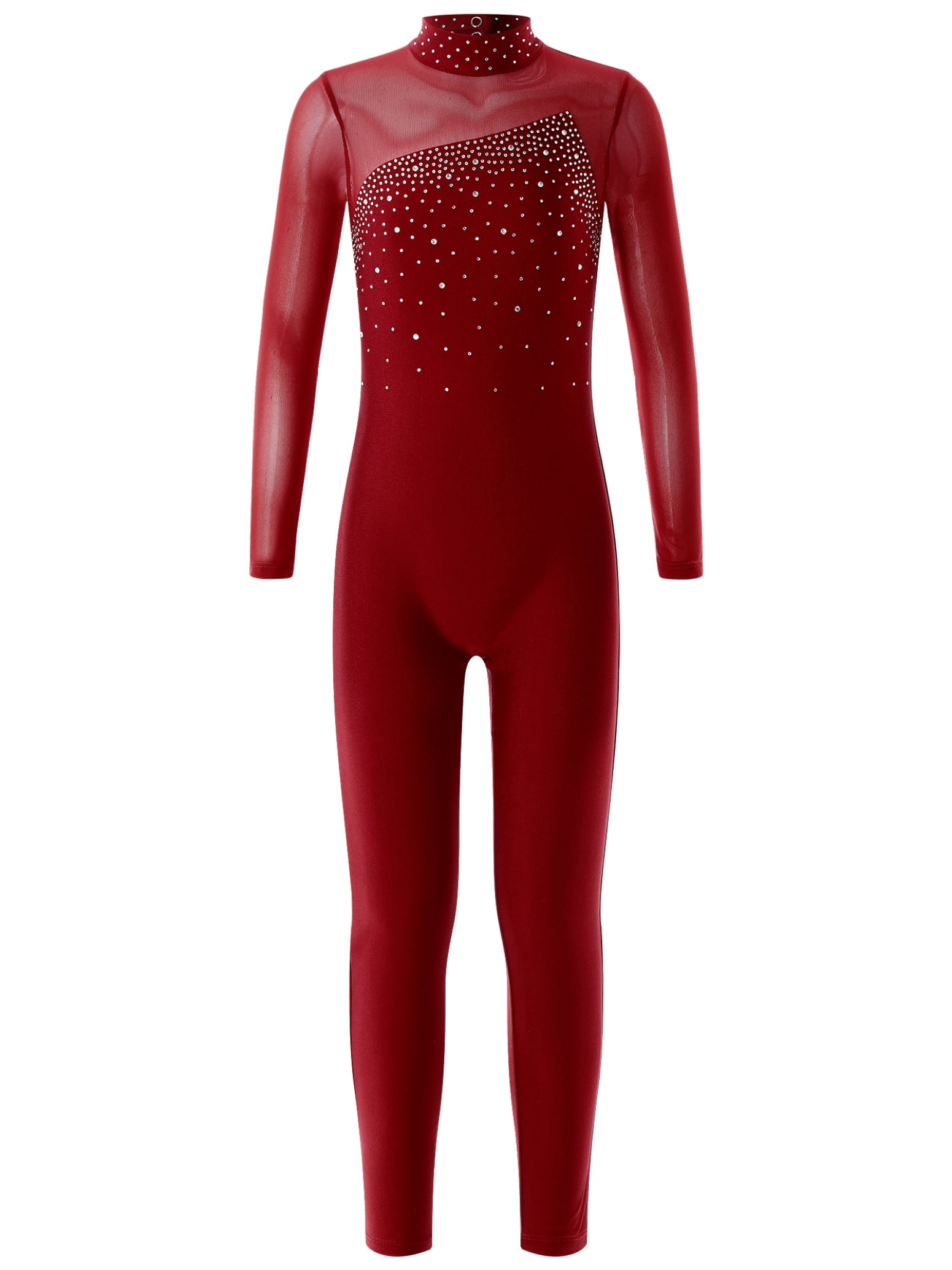 inlzdz Gymnastics Leotards for Girls Sheer Mesh One-Piece Bodycon ...
