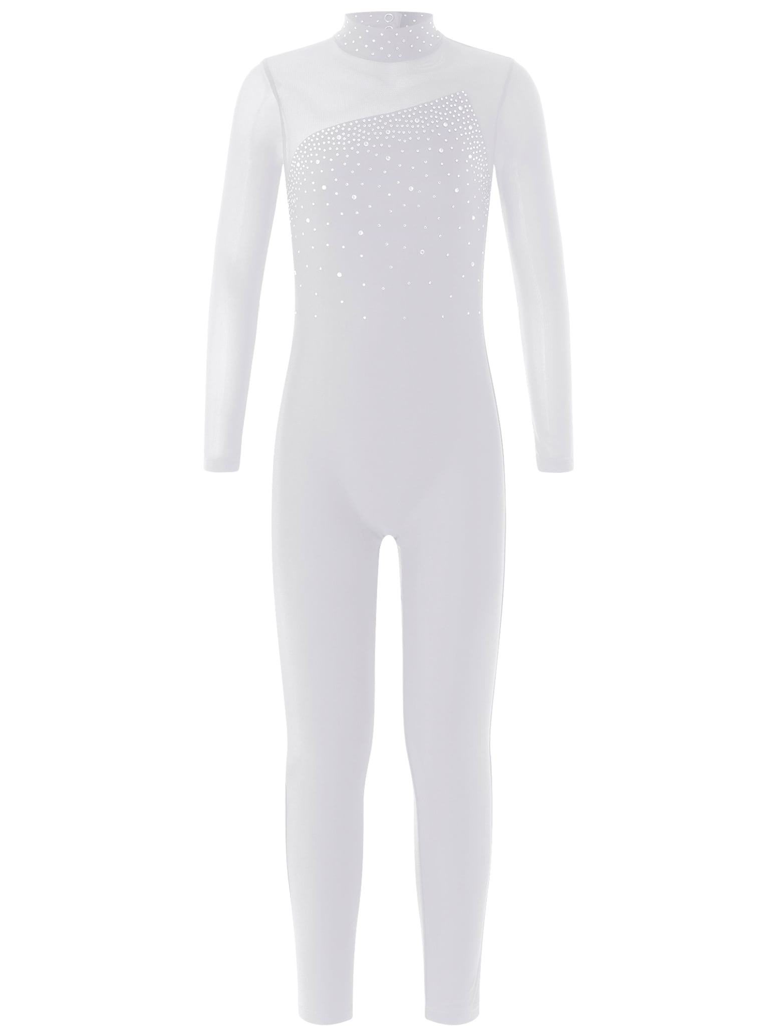 inlzdz Gymnastics Leotards for Girls Sheer Mesh One-Piece Bodycon ...