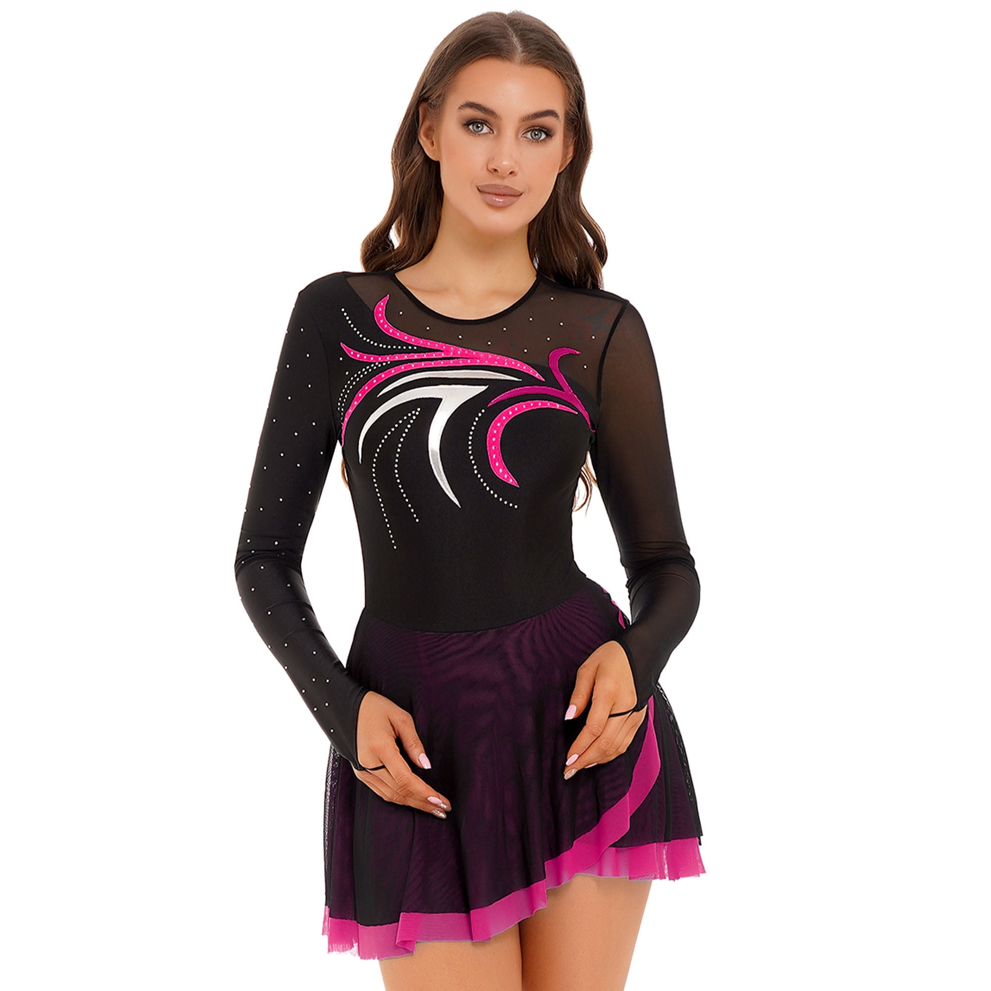 inlzdz Ice Figure Skating Dress Women Girls Skate Competition ...