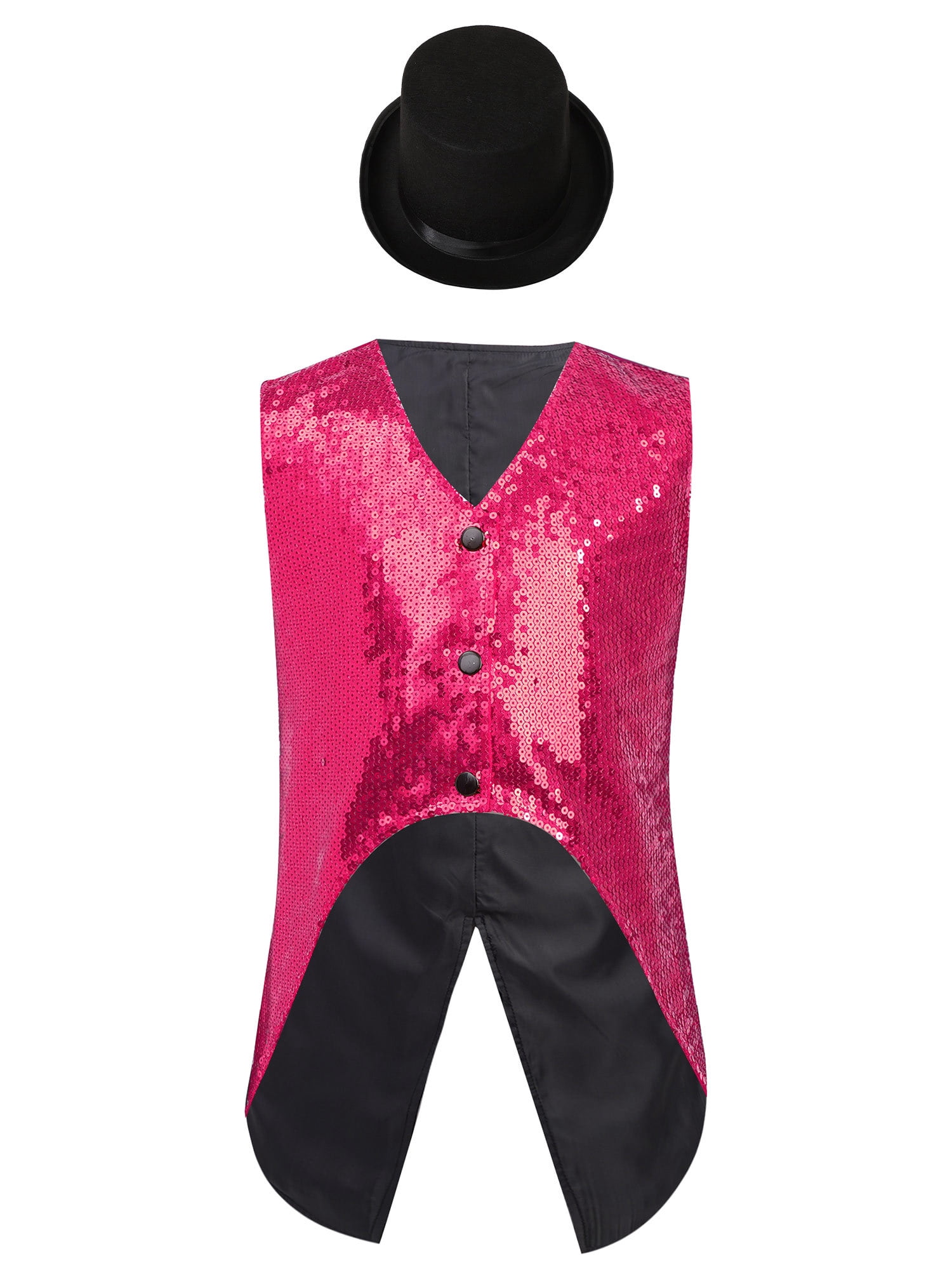 inlzdz Kids Boys Girls Sequins Jacket Vest Waistcoat Hip-hop Jazz Dance ...