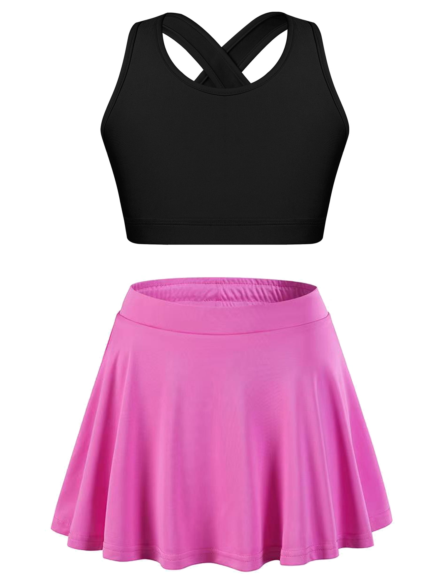 inlzdz Kids Girls 2Pcs Tracksuit Tennis Golf Running Outfits Athletic ...