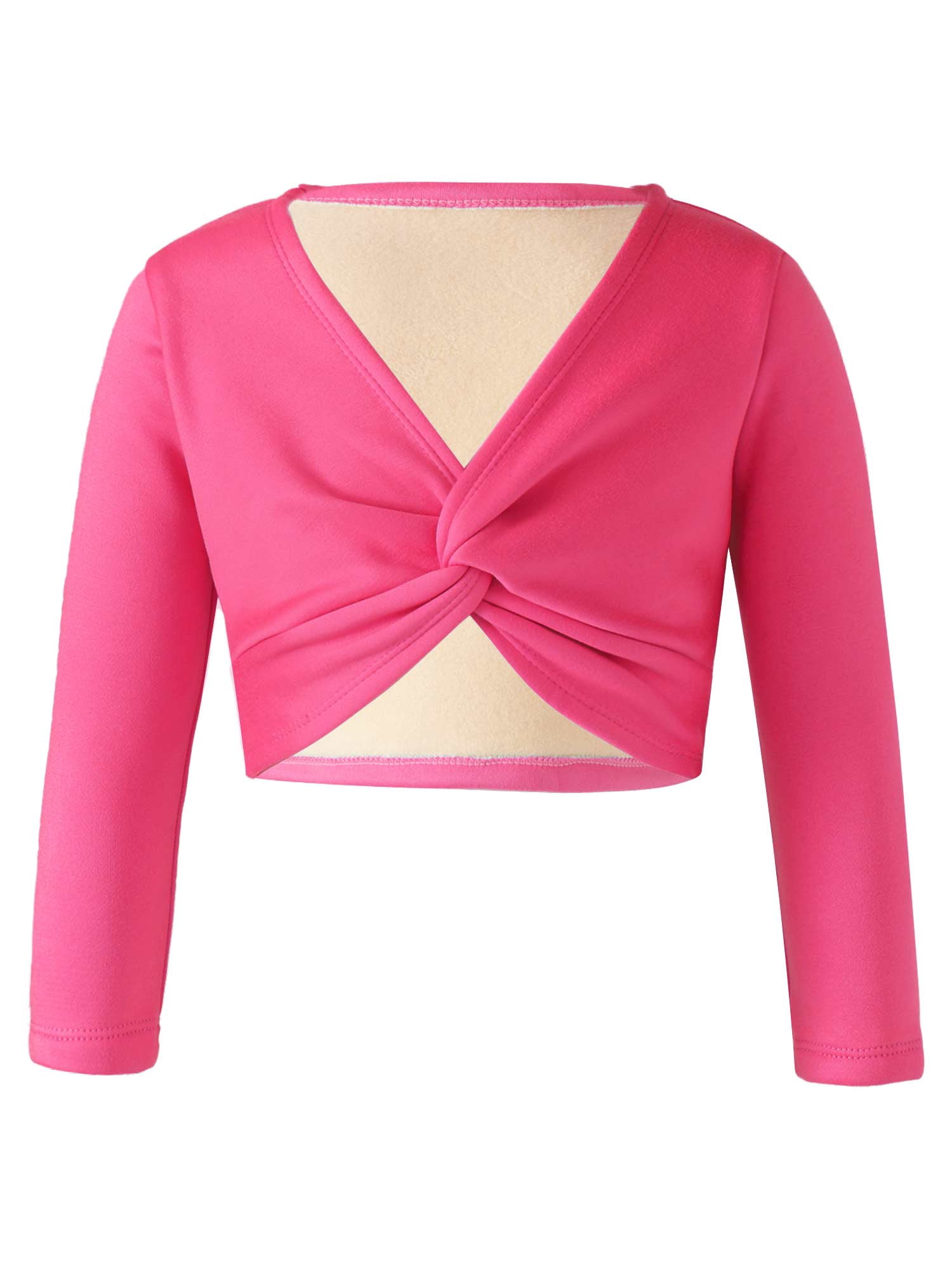 inlzdz Kids Girls Dance Wrap Top Long Sleeve Ballet Dance Crop Top ...