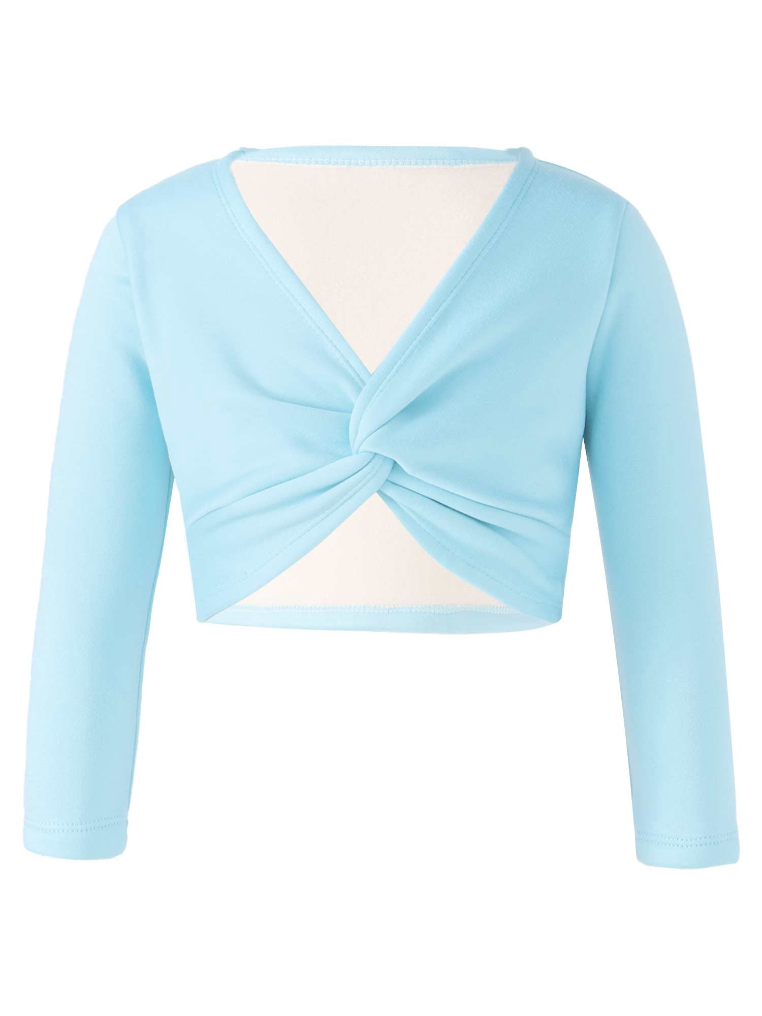 inlzdz Kids Girls Dance Wrap Top Long Sleeve Ballet Dance Crop Top ...