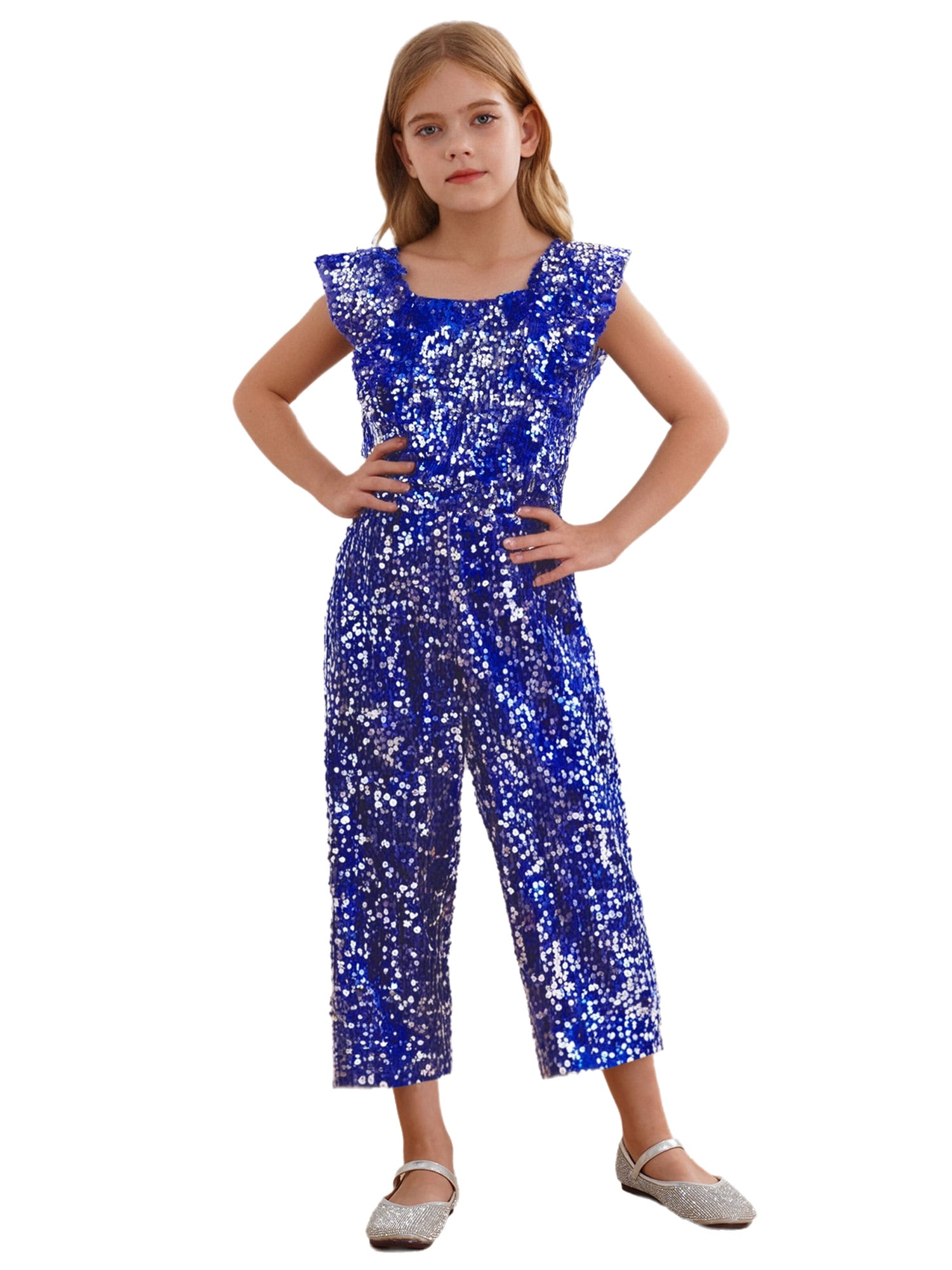 inlzdz Kids Girls Evening Club Dance Romper Shiny One Piece Jumpsuit ...