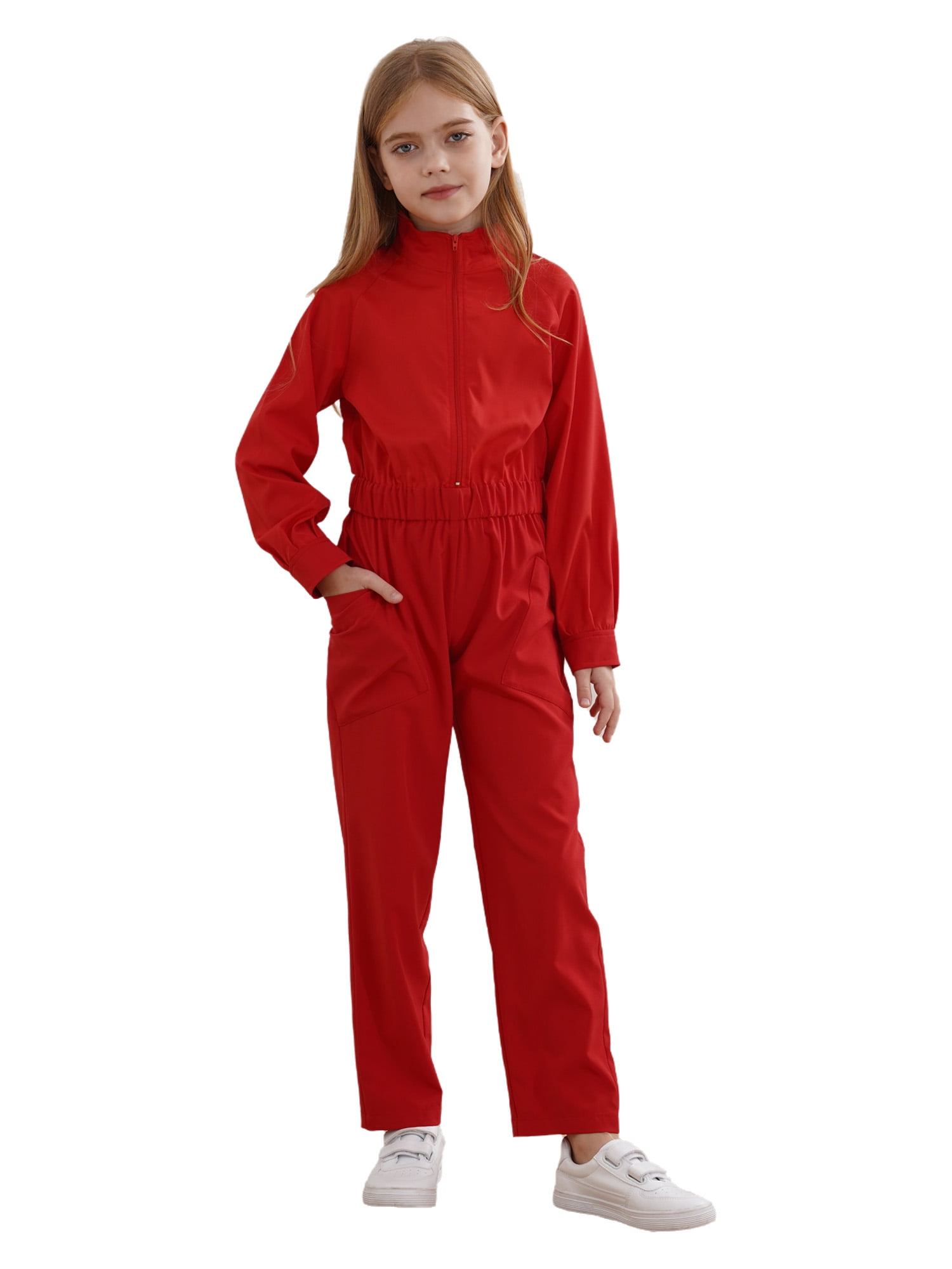 inlzdz Kids Girls Mechanic Boiler Suit Long Sleeve Coveralls Jumpsuit ...