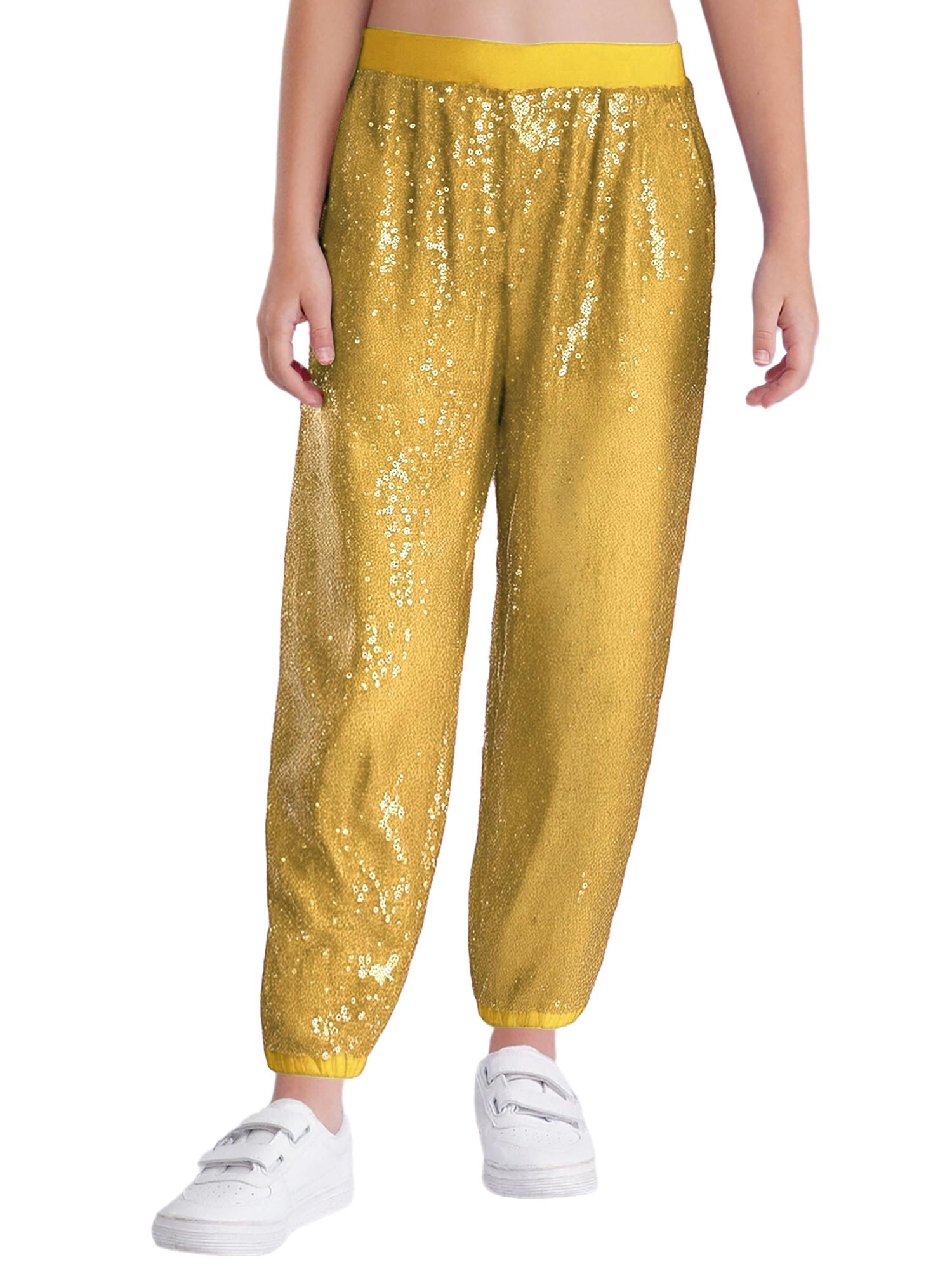 inlzdz Kids Girls Sequin Hip Hop Jazz Street Disco Dance Pants ...