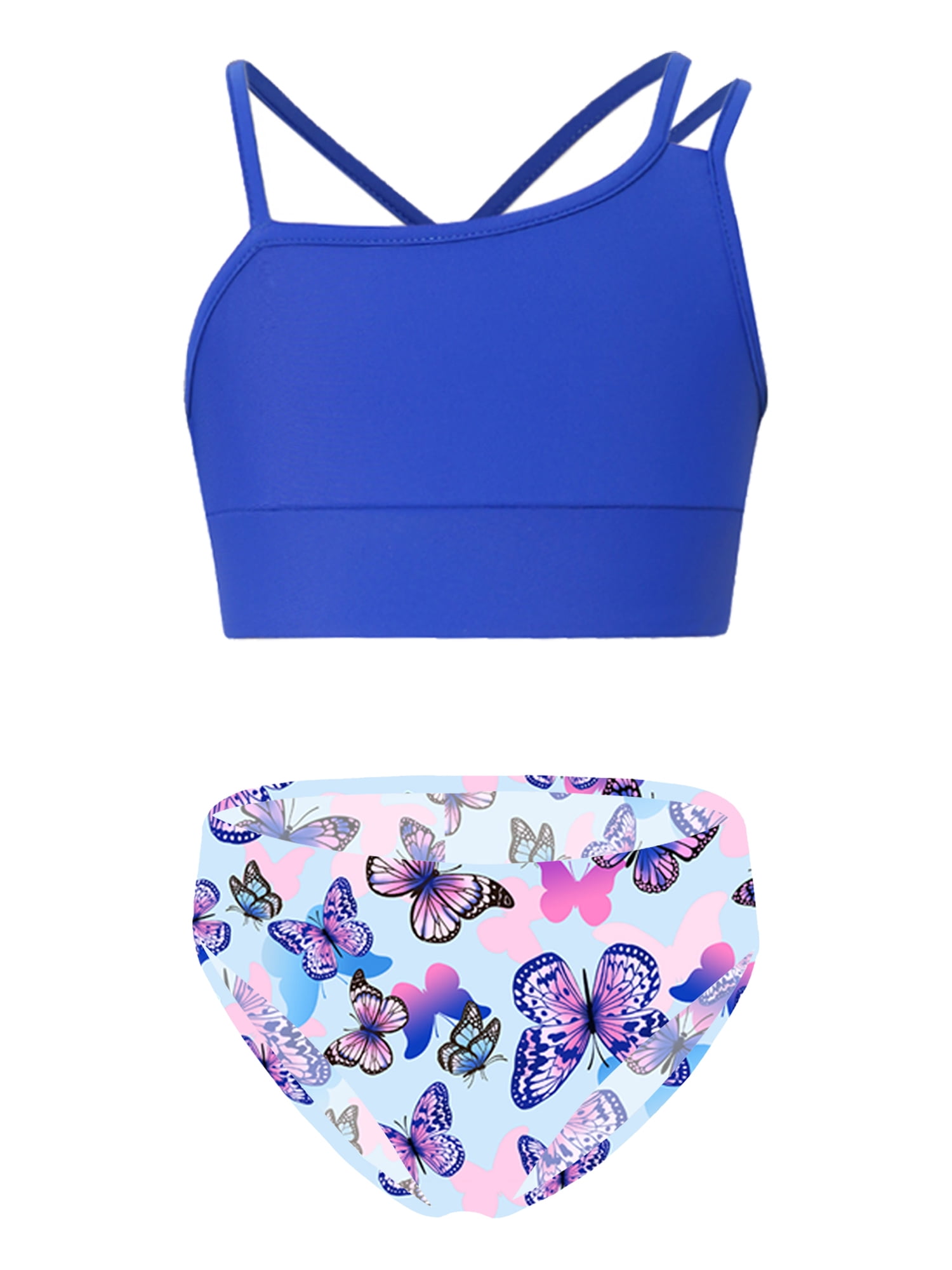 inlzdz Kids Girls Two Pieces Tankini Set Rash Guard Swimsuit UV Sun ...
