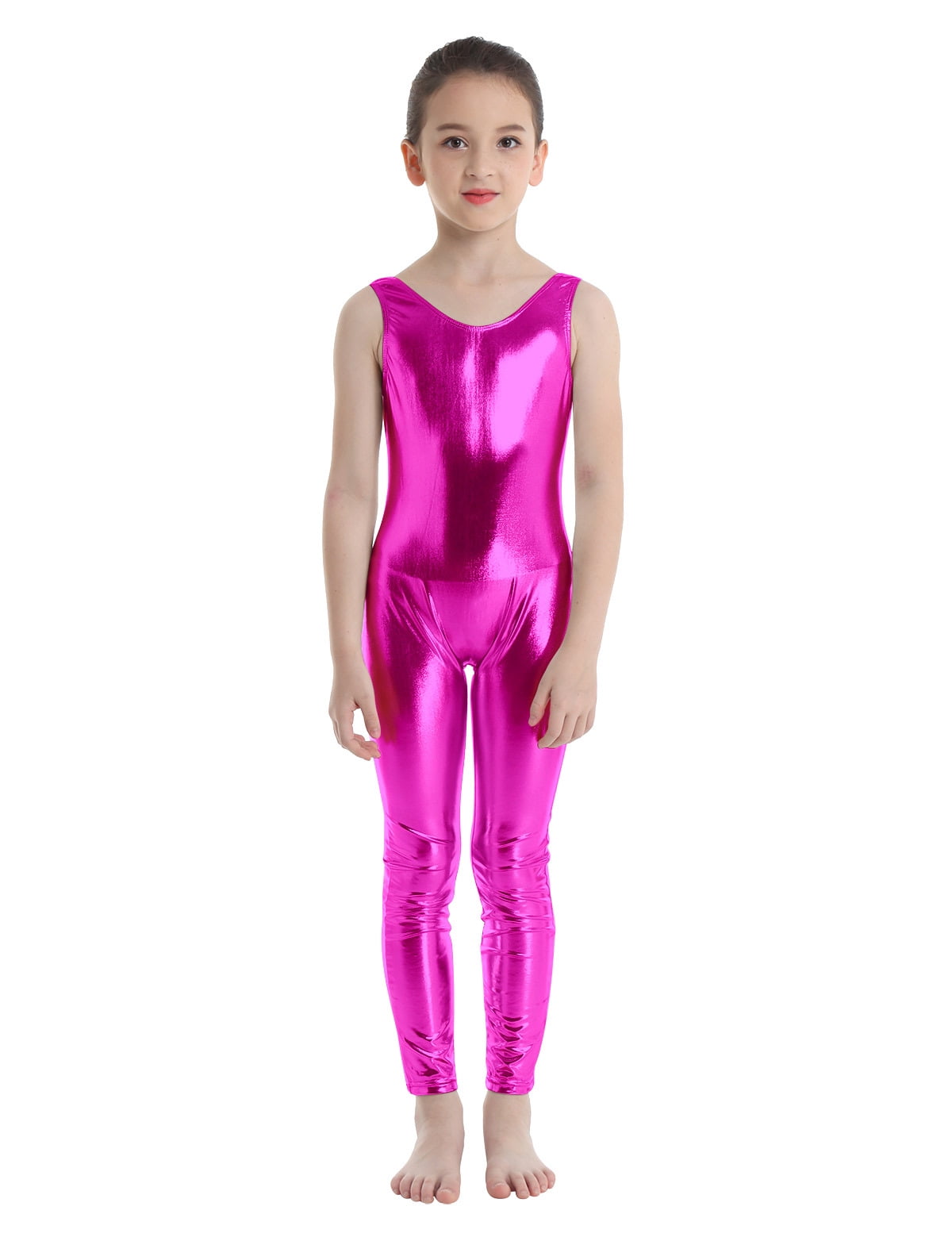 inlzdz Leotard for Girls Gymnastics Metallic One Piece Full Length ...