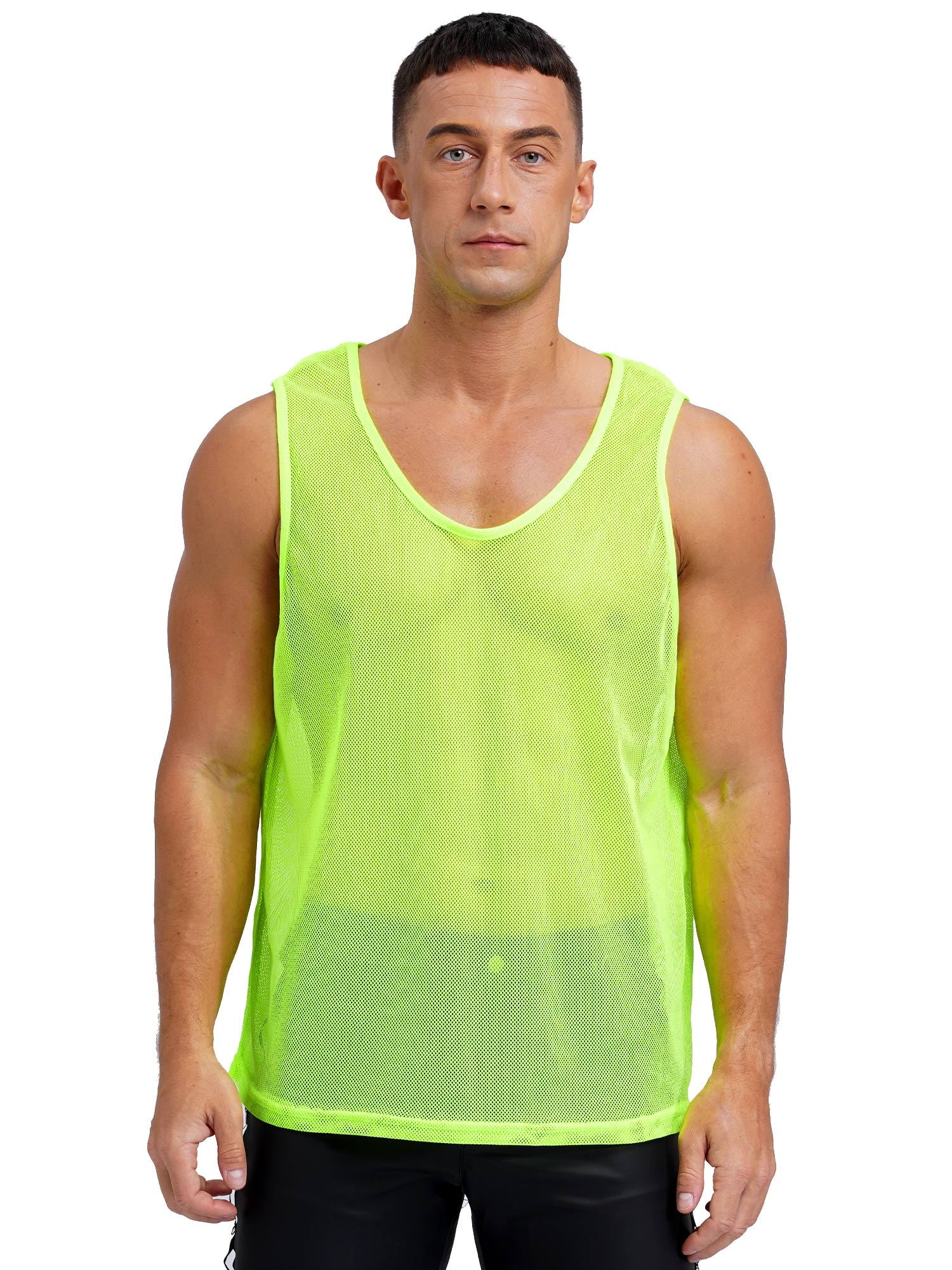 inlzdz Men's Mesh Fishnet Muscle Tank Top Sleeveless See Through ...