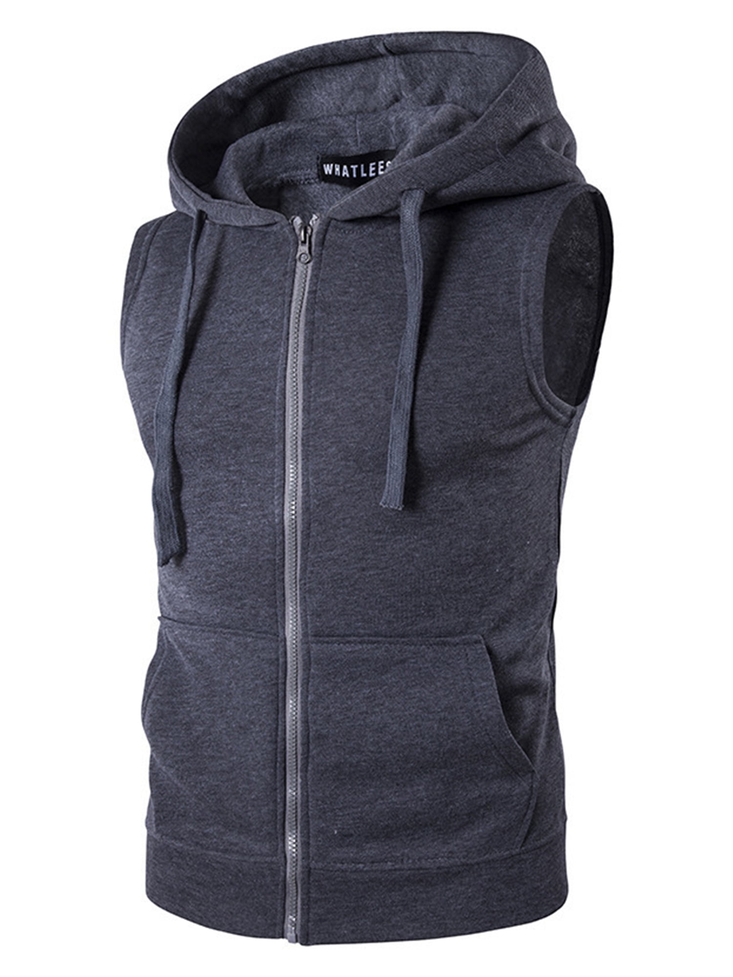 inlzdz Men's Workout Hooded Tank Tops Gym Sports Training Zip Up Tank ...