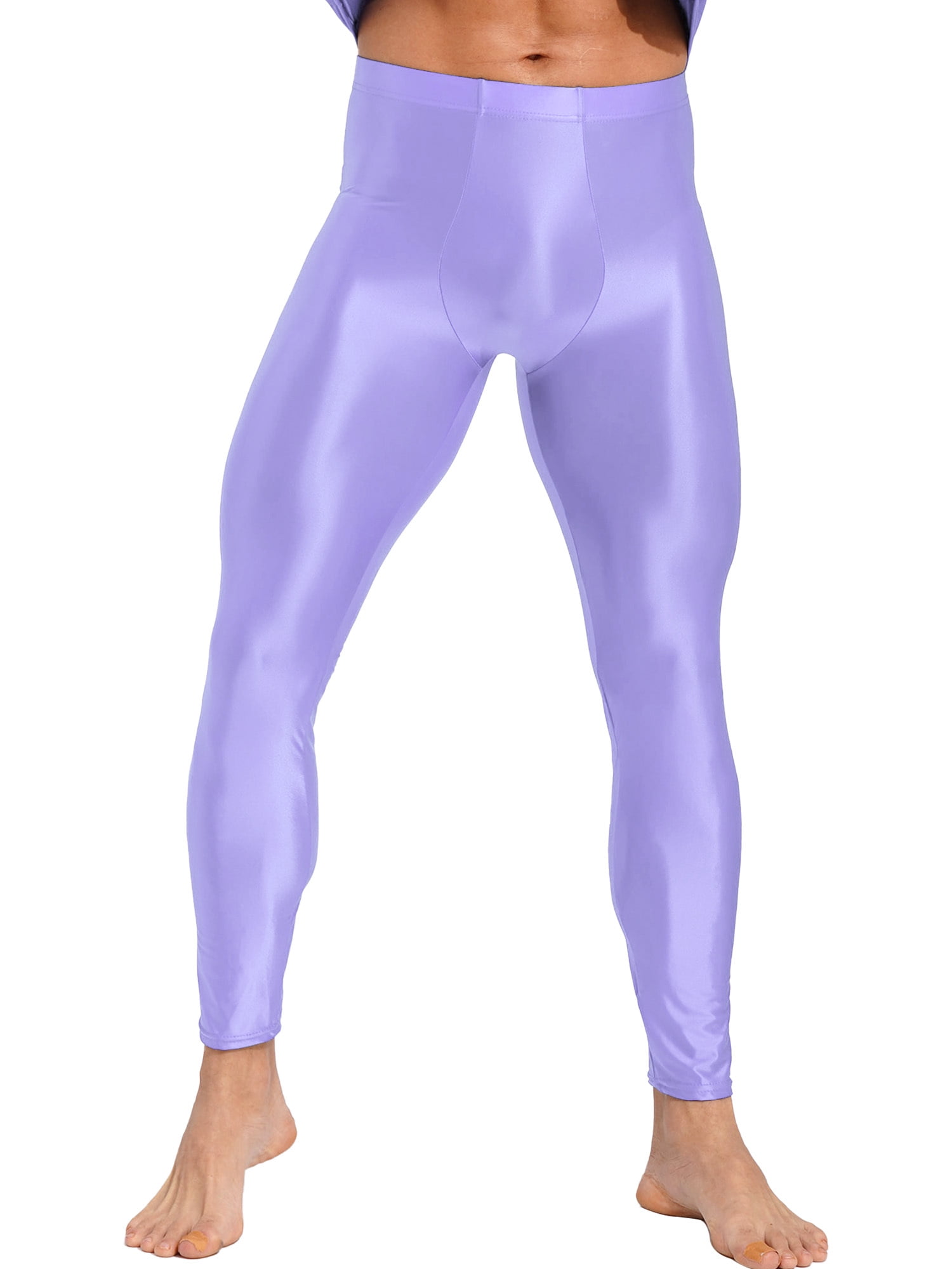 inlzdz Mens Glossy Compression Pants Stretchy Sport Base Layer Leggings ...