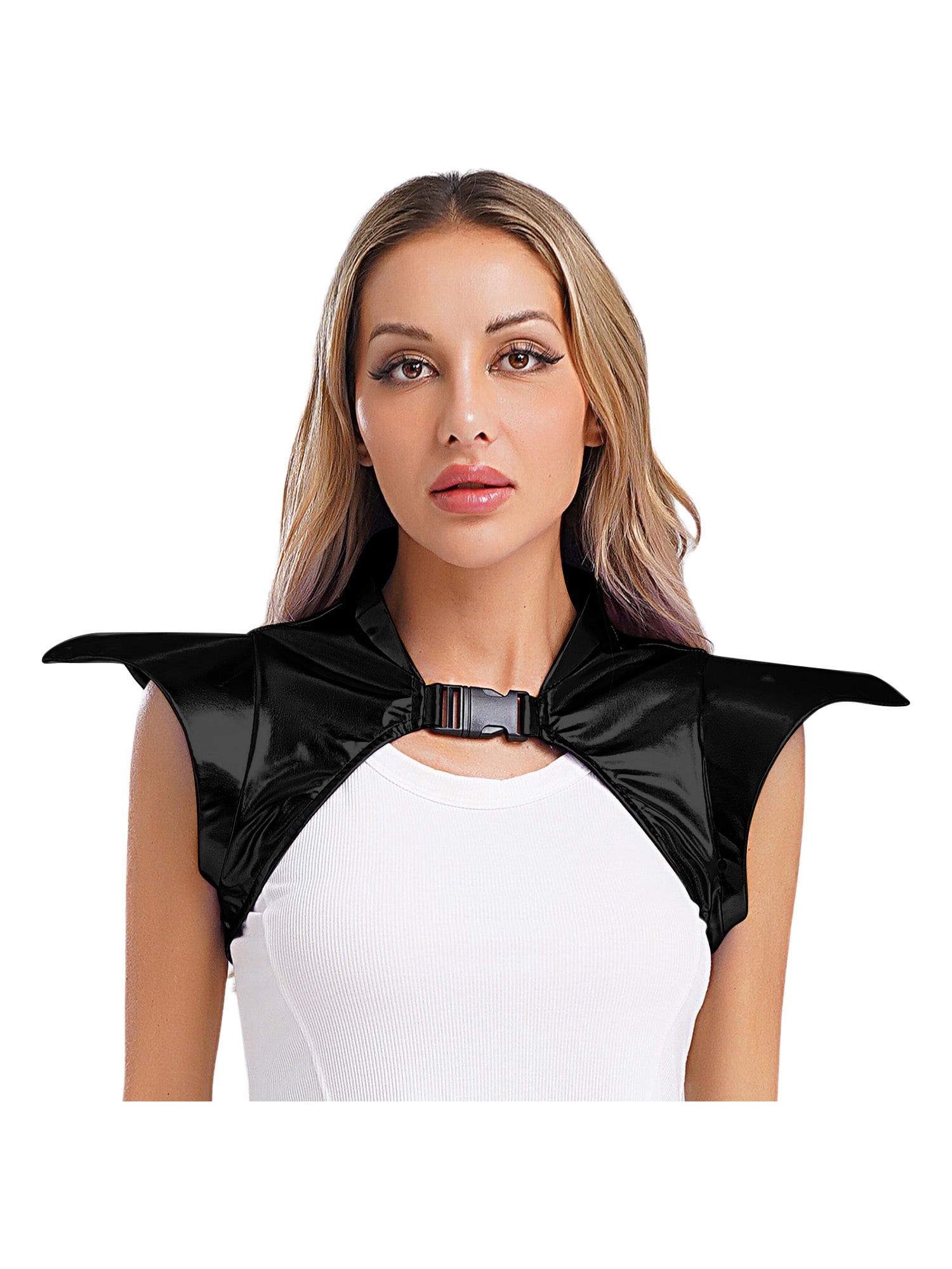 inlzdz Women Gothic Punk Cape Shawl Shiny Metallic Shawl for Singer Bar ...