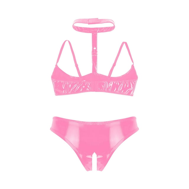 inlzdz Women's 2 Pieces PU Leather Lingerie Set Open Cups Shelf Bra ... inlzdz Women's 2 Pieces PU Leather Lingerie Set Open Cups Shelf Bra ...