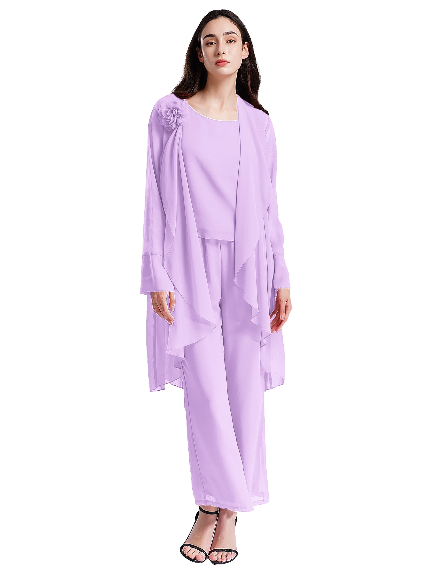 inlzdz Womens Chiffon Pant Suits 3 Piece Mother of The Bride Wedding ...