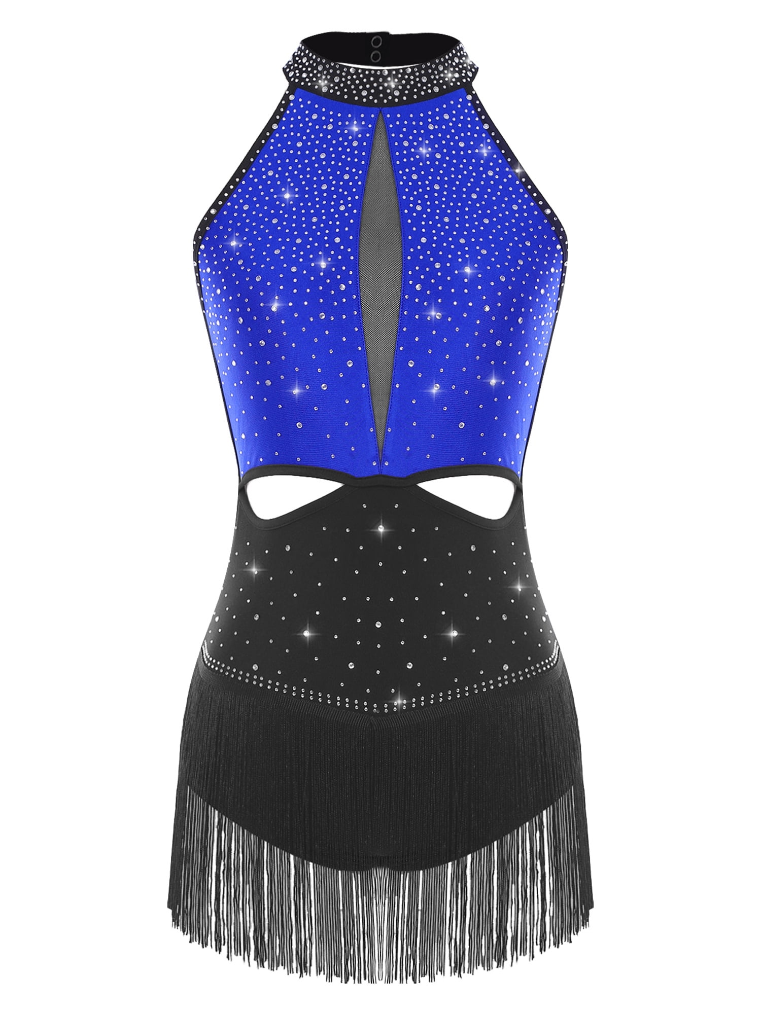 inlzdz Womens Sleeveless Backless Tassel Latin Dance Leotards Shiny ...