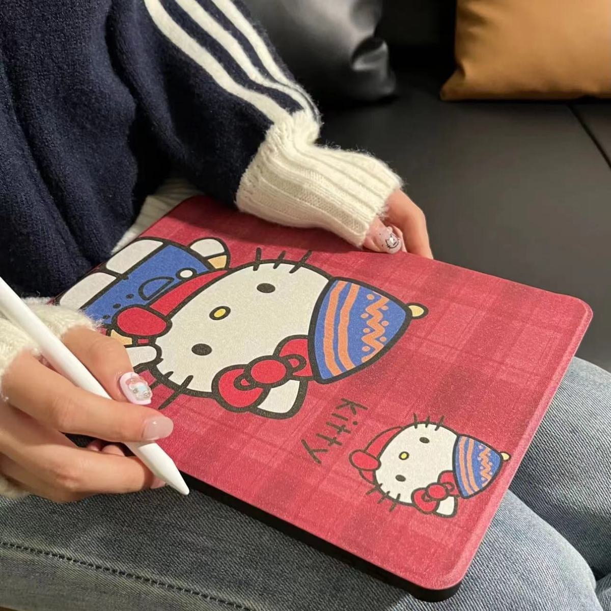 ins Hello Kitty ipad 13 inch protective cover Apple tablet protective case with pen slot acrylic ...