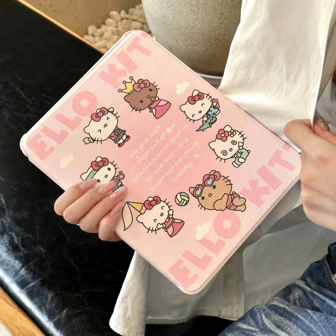 ins niche Hello Kitty Apple ipad protective cover iPad9 generation 2 022 new air5 rotating MINI6 ...