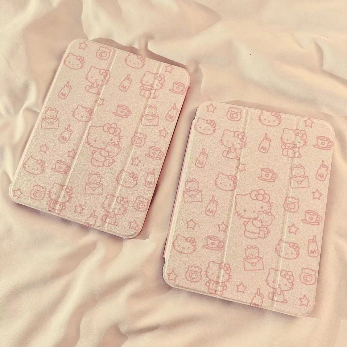 ins pink Hello Kitty Apple iPad Air 5/4 tablet 2024 set pro protective case tri-fold pen slot ...