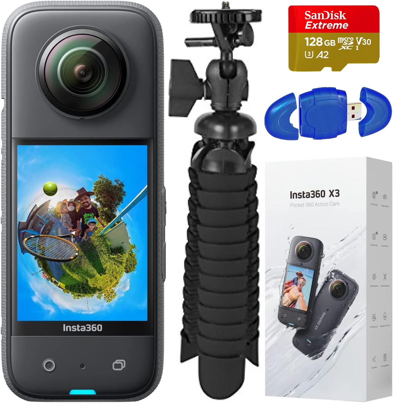 insta360 X3 - Waterproof 360 Action Camera with 1/2" 48MP Sensors, 5.7K 360 HDR Video, 72MP 360 ...