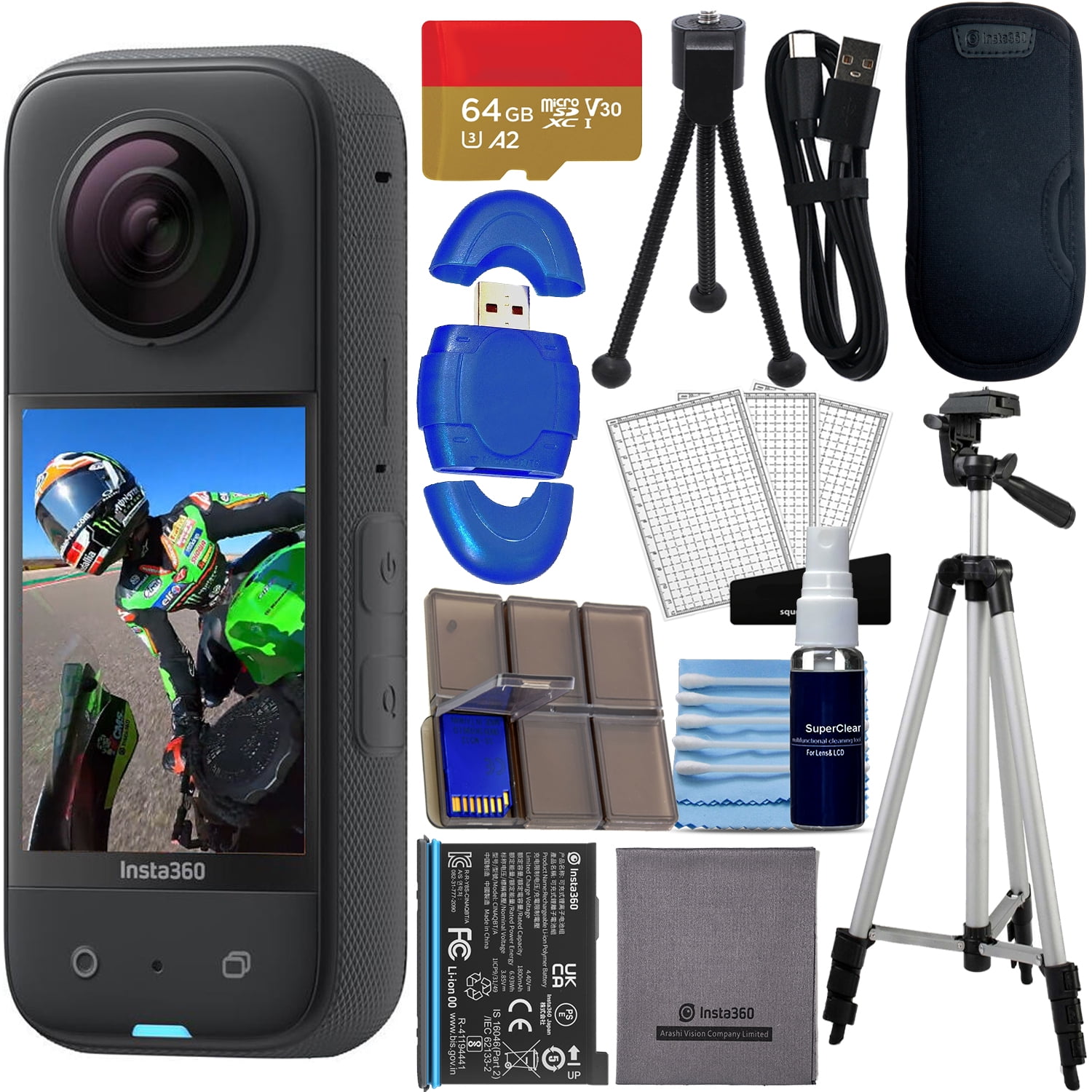 Insta360 X3 - 48MP 360 Action Camera, 5.7K Video, Bundle with 64gb ...