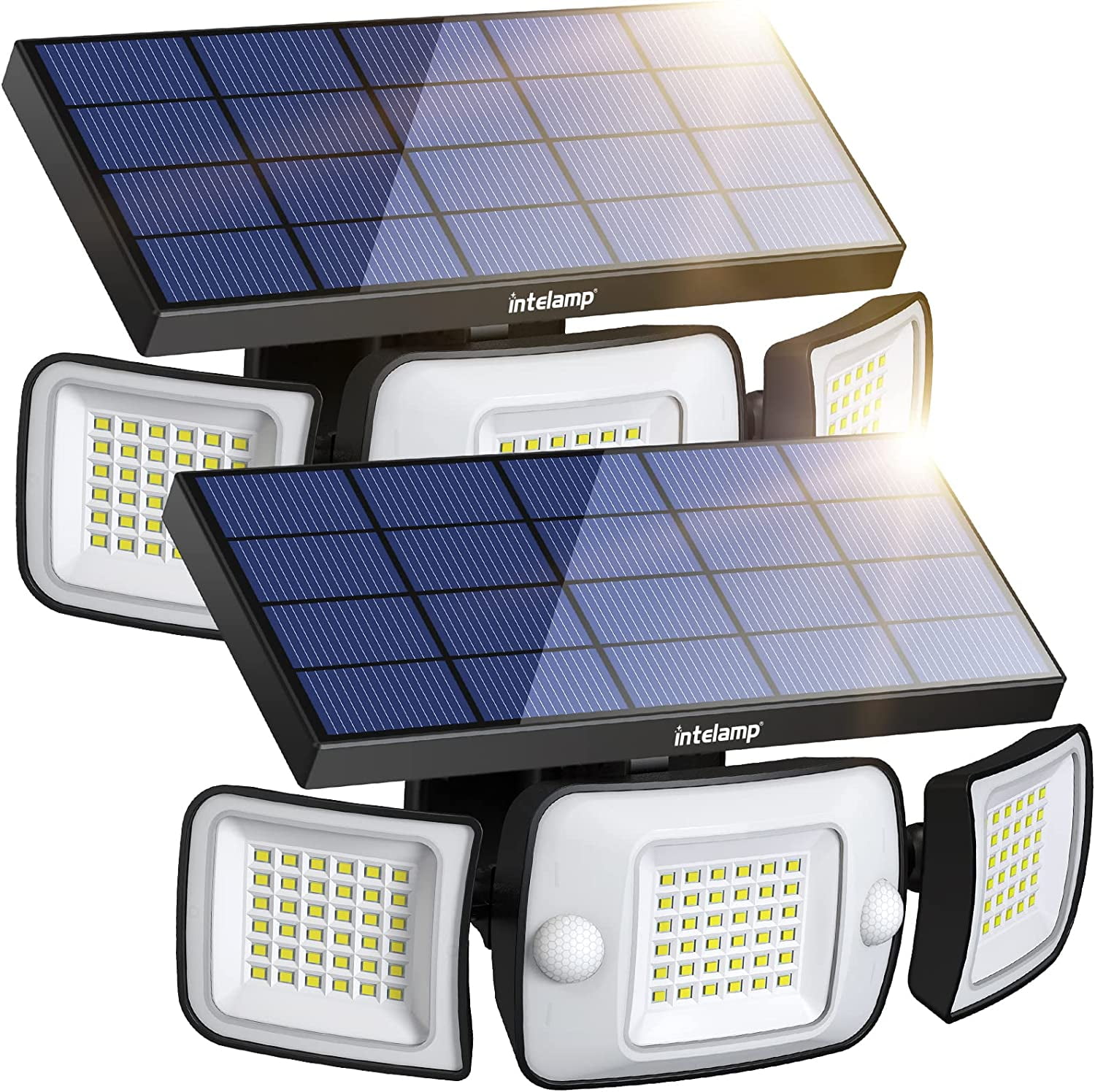 intelamp Solar Outdoor Lights,6000mAh Motion Sensor with Dual Sensors ...