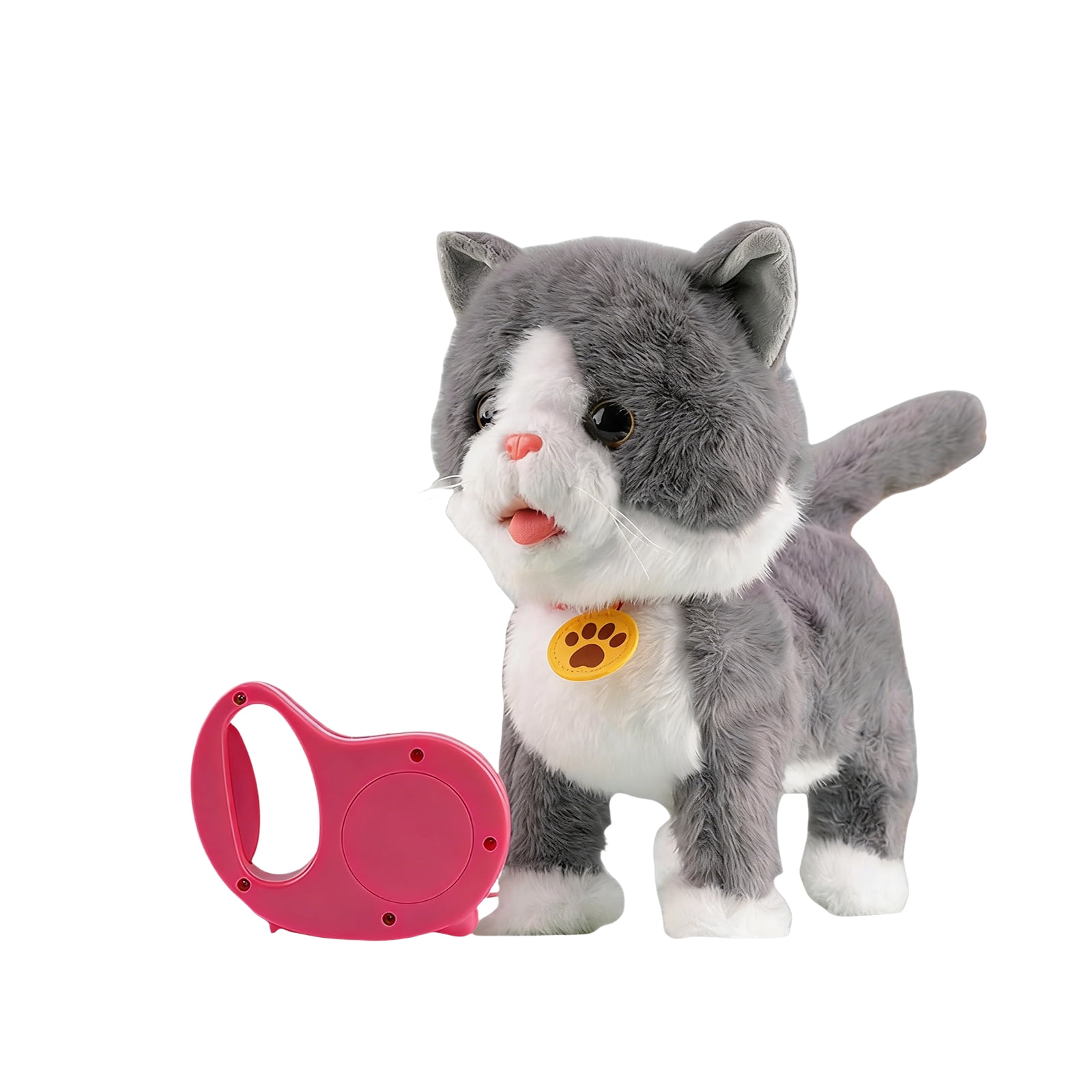 interactive Gray & White Electric Plush Cat toy, with Sound-Making ...