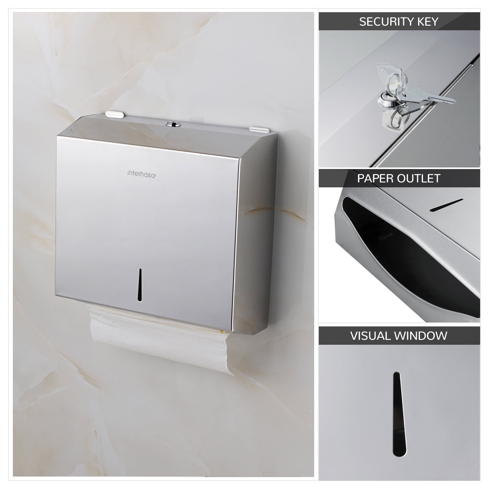 Interhasa! Stainless Steel Tissue Dispenser, Trifold/C Fold Toilet ...