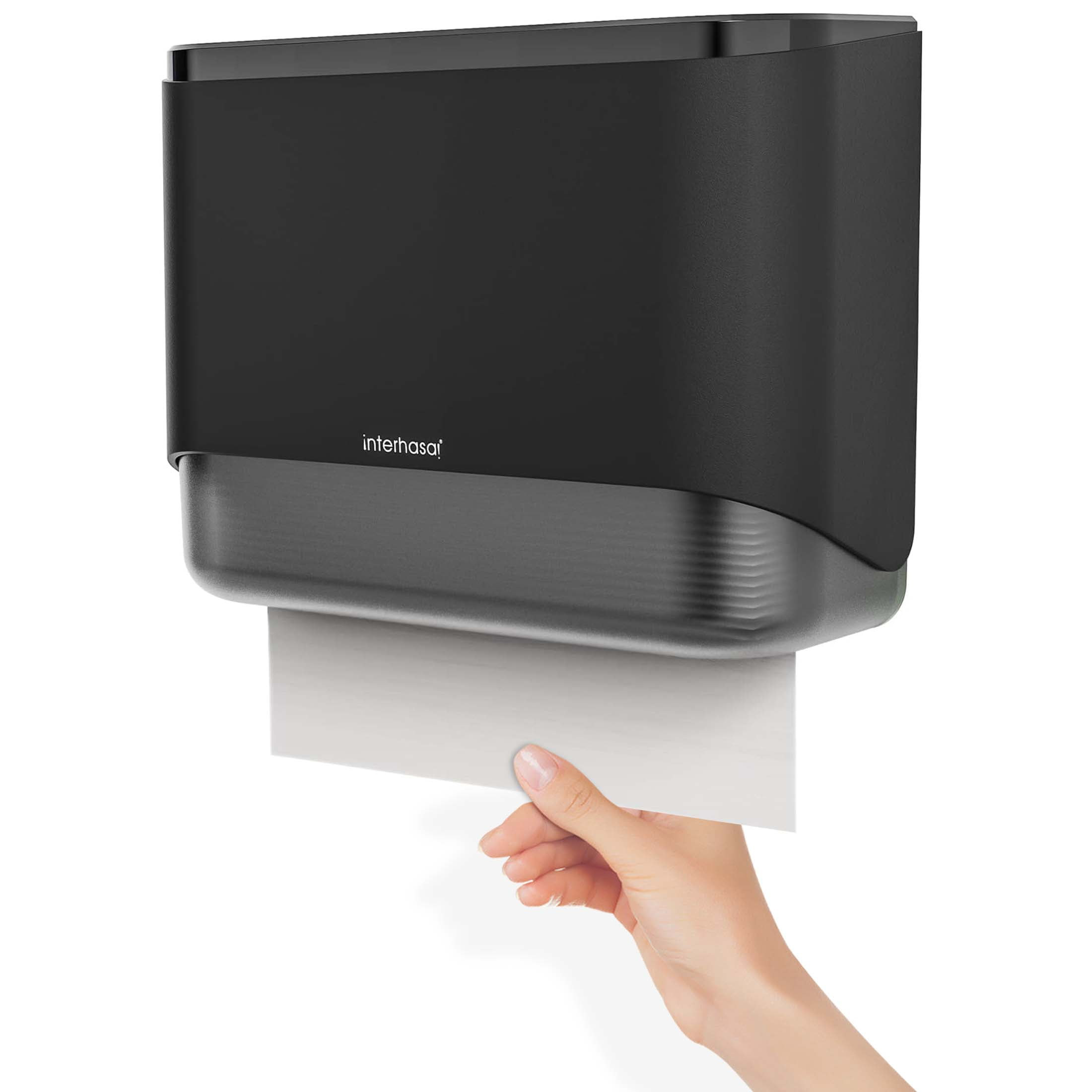 Interhasa Wall-Mounted Paper Holder & Dispenser, Black, 1 Pack with ...