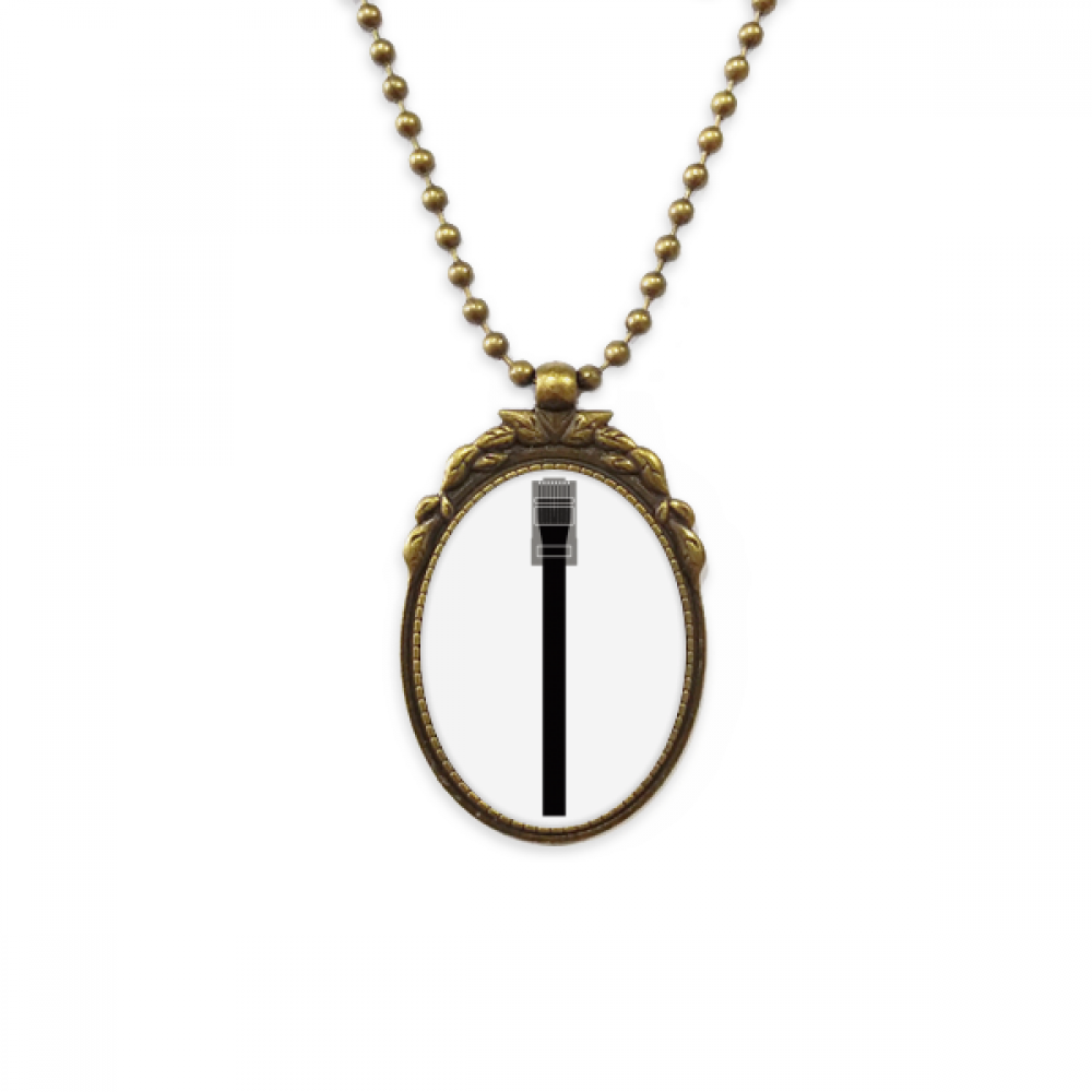 internet cable black plug pattern antique necklace vintage bead pendant ...