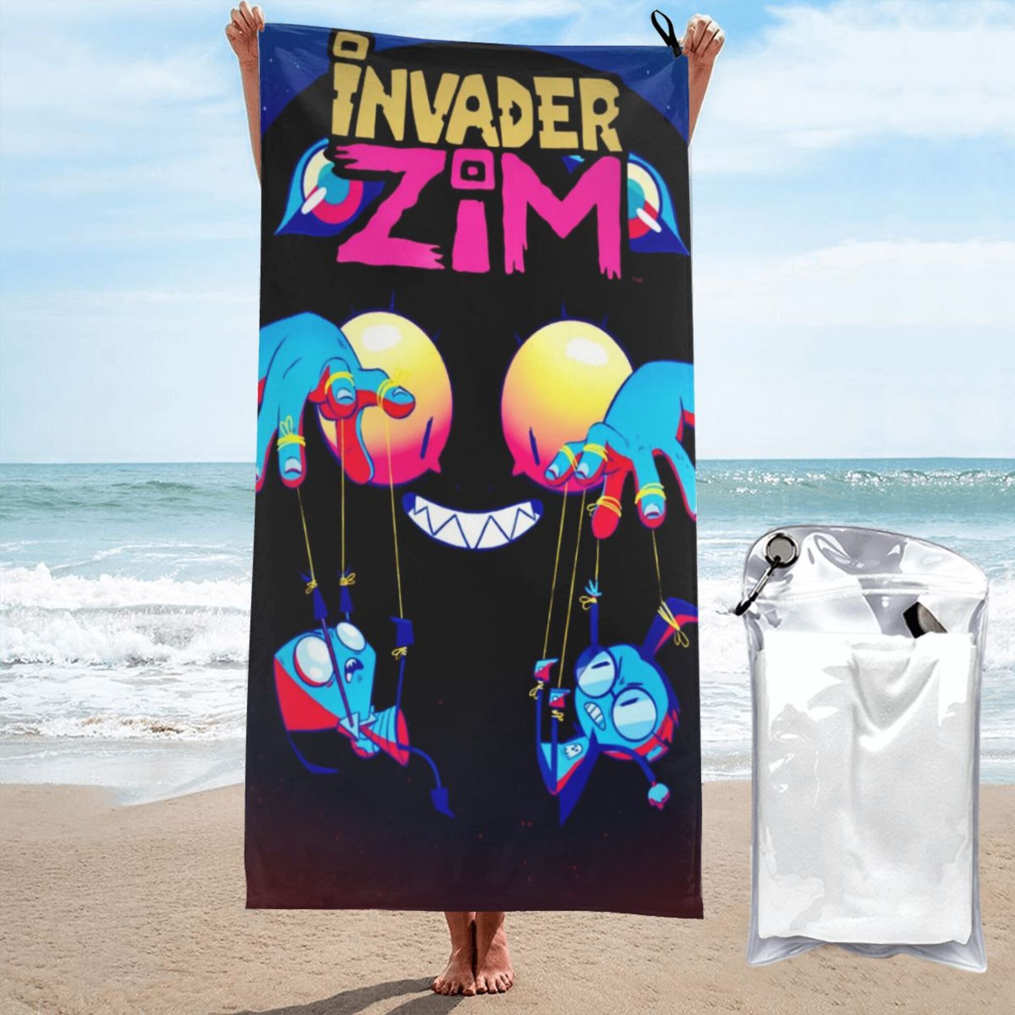 invader zim Cartoon quick drying bath towel Microfiber swimming beach ...