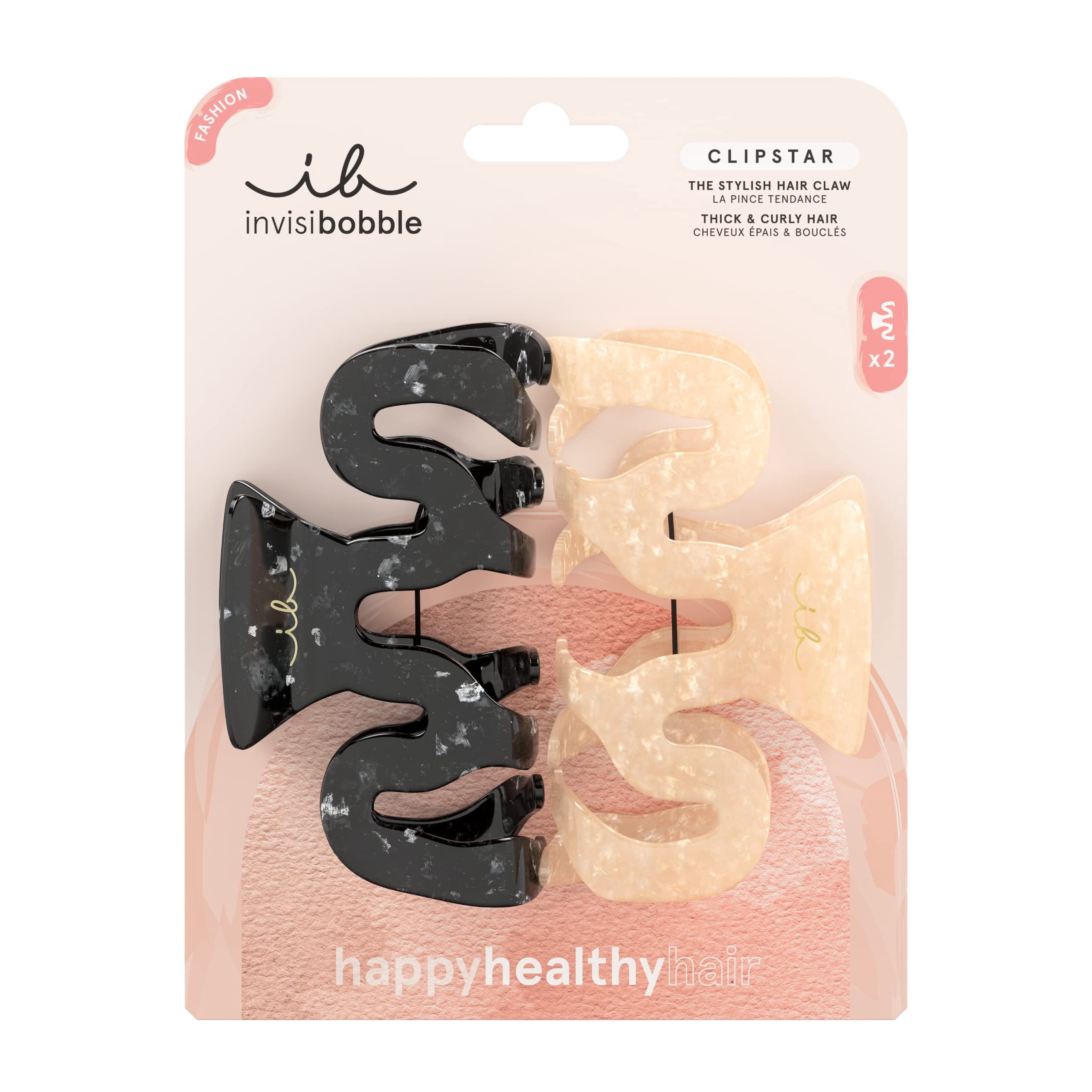 invisibobble CLIPSTAR Eclipse 2 pc Set - Large Claw Clips for Thick ...