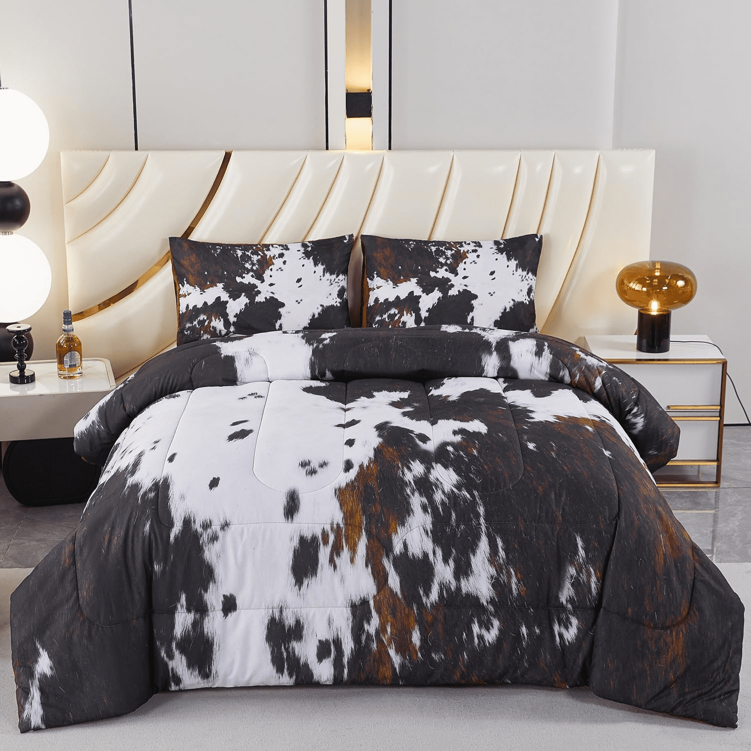 lgskybiudun Queen Comforter Set 3 Pieces Cow Print Bedding Set Western ...