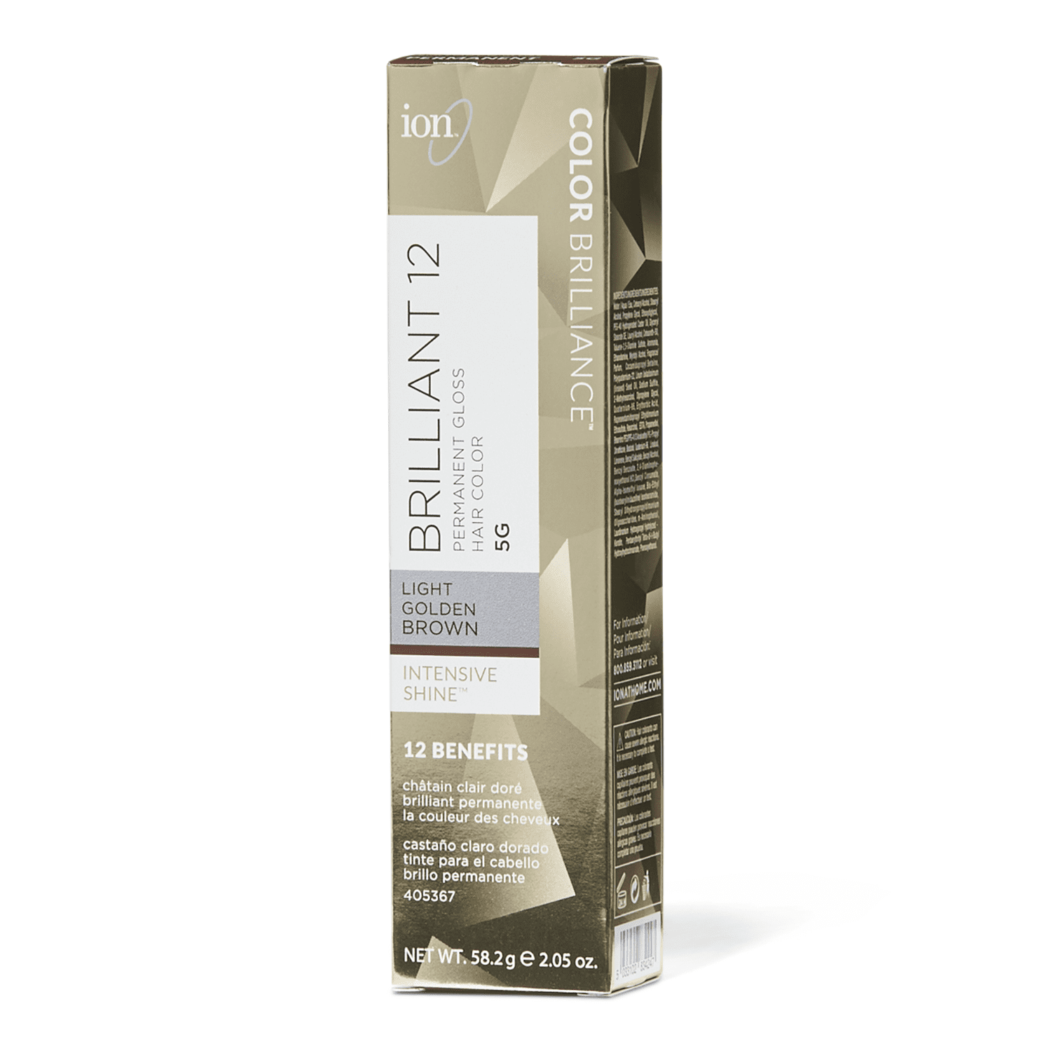 ion 5G Light Golden Brown Brilliant 12 Permanent Gloss Hair Color High ...